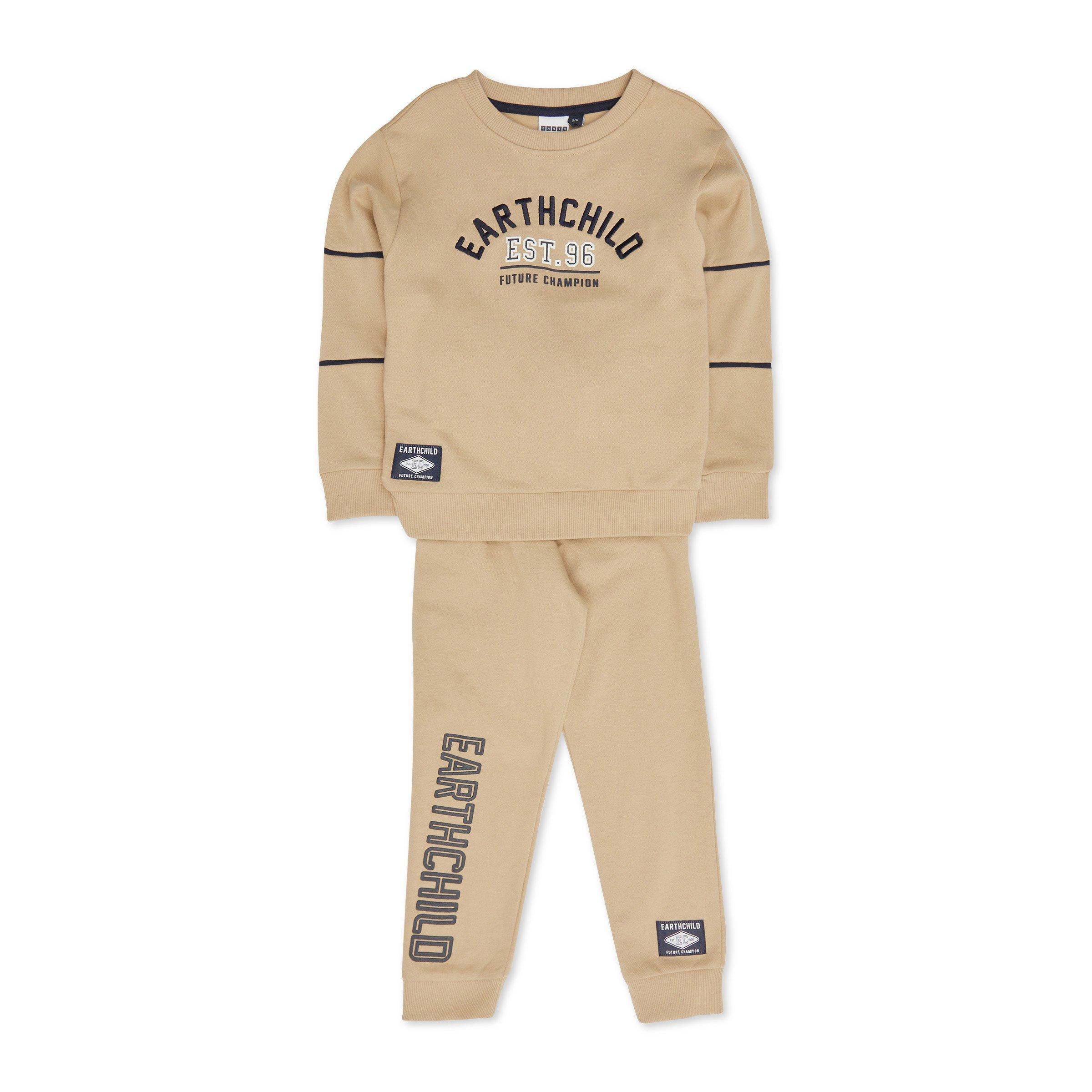 Kid Boys Beige Sweat Top and Jogger Set (3192983) | Earthchild