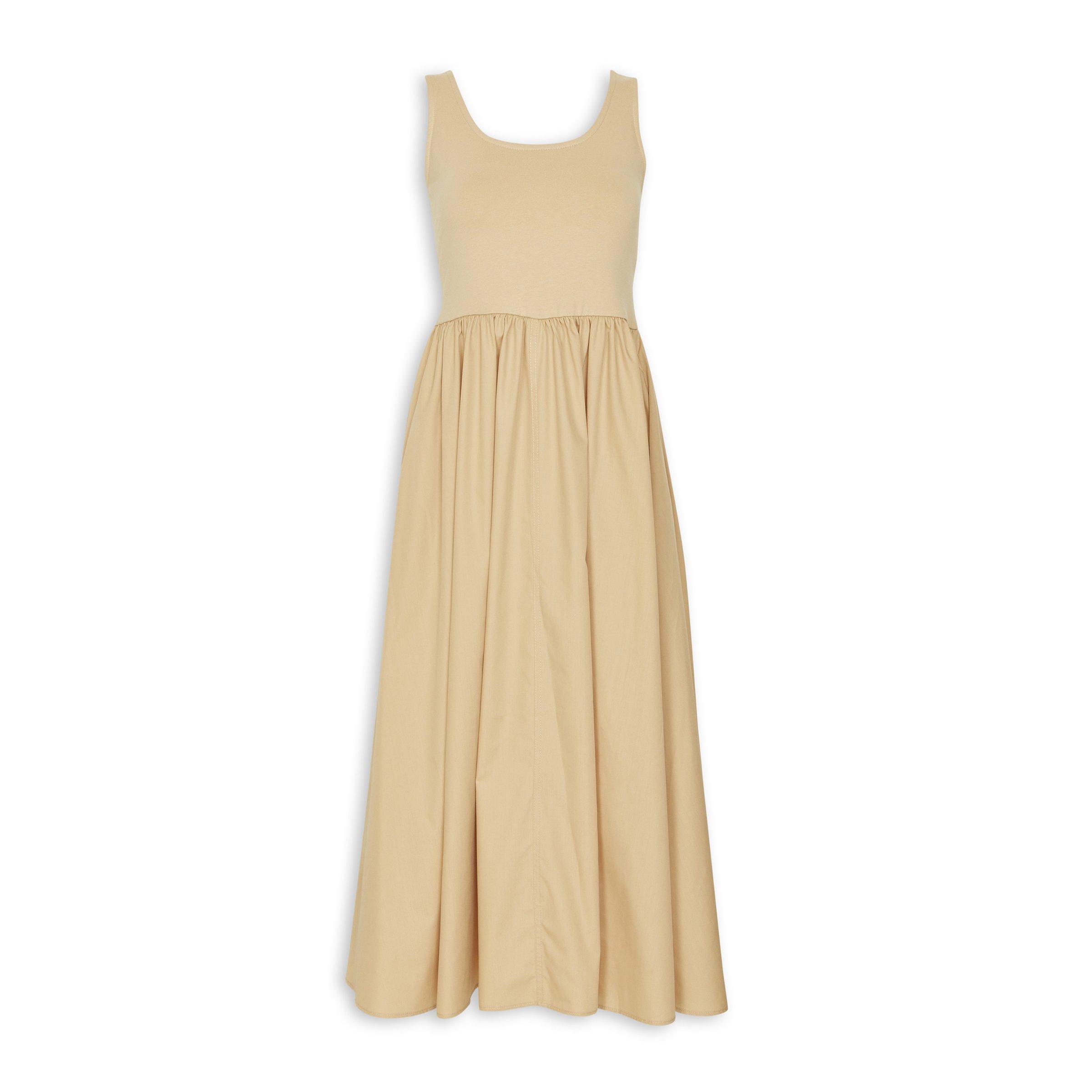 Beige Fit and Flare Dress (3194086) | Basix