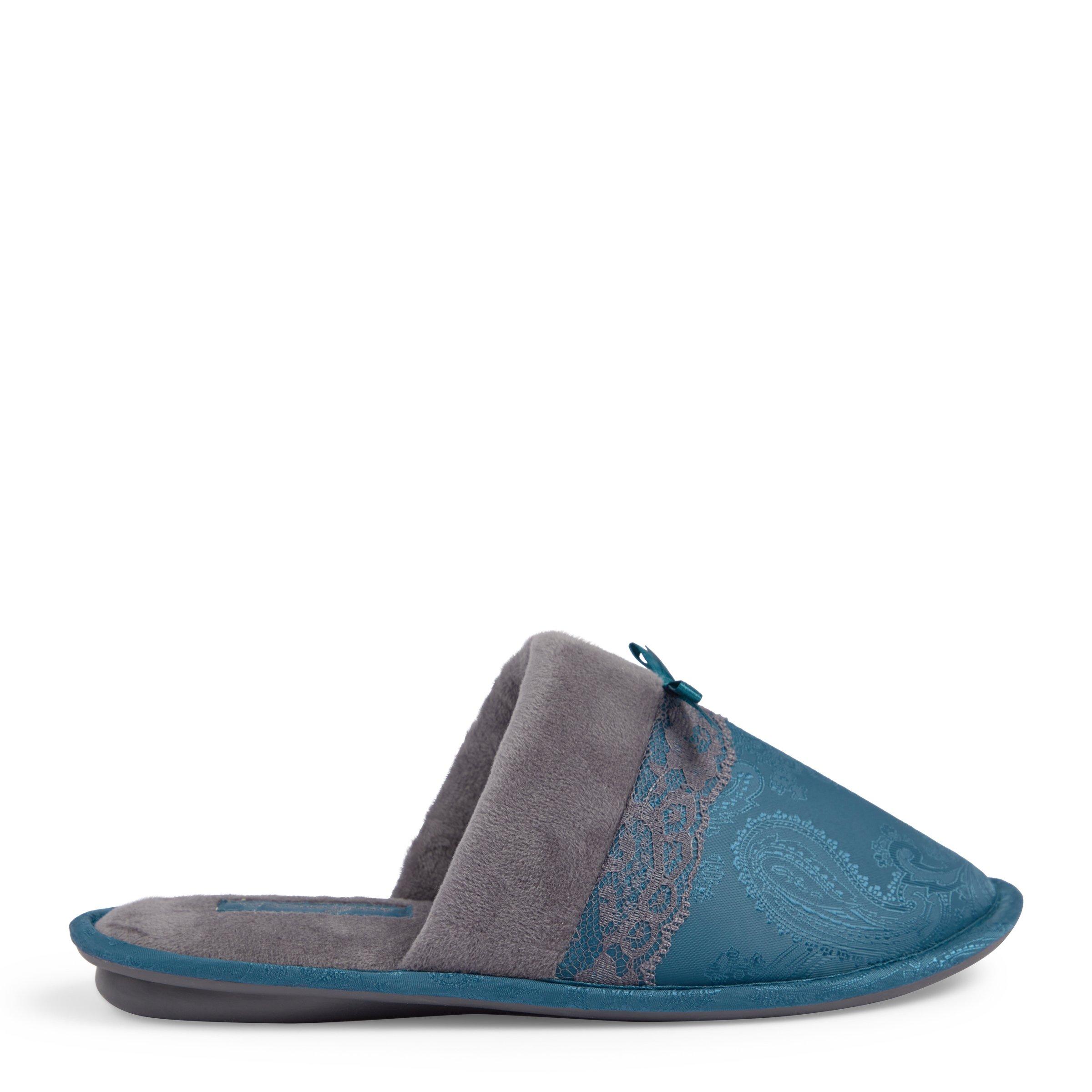Teal Jacquard Closed Toe Slippers (3194142) | Intrigue