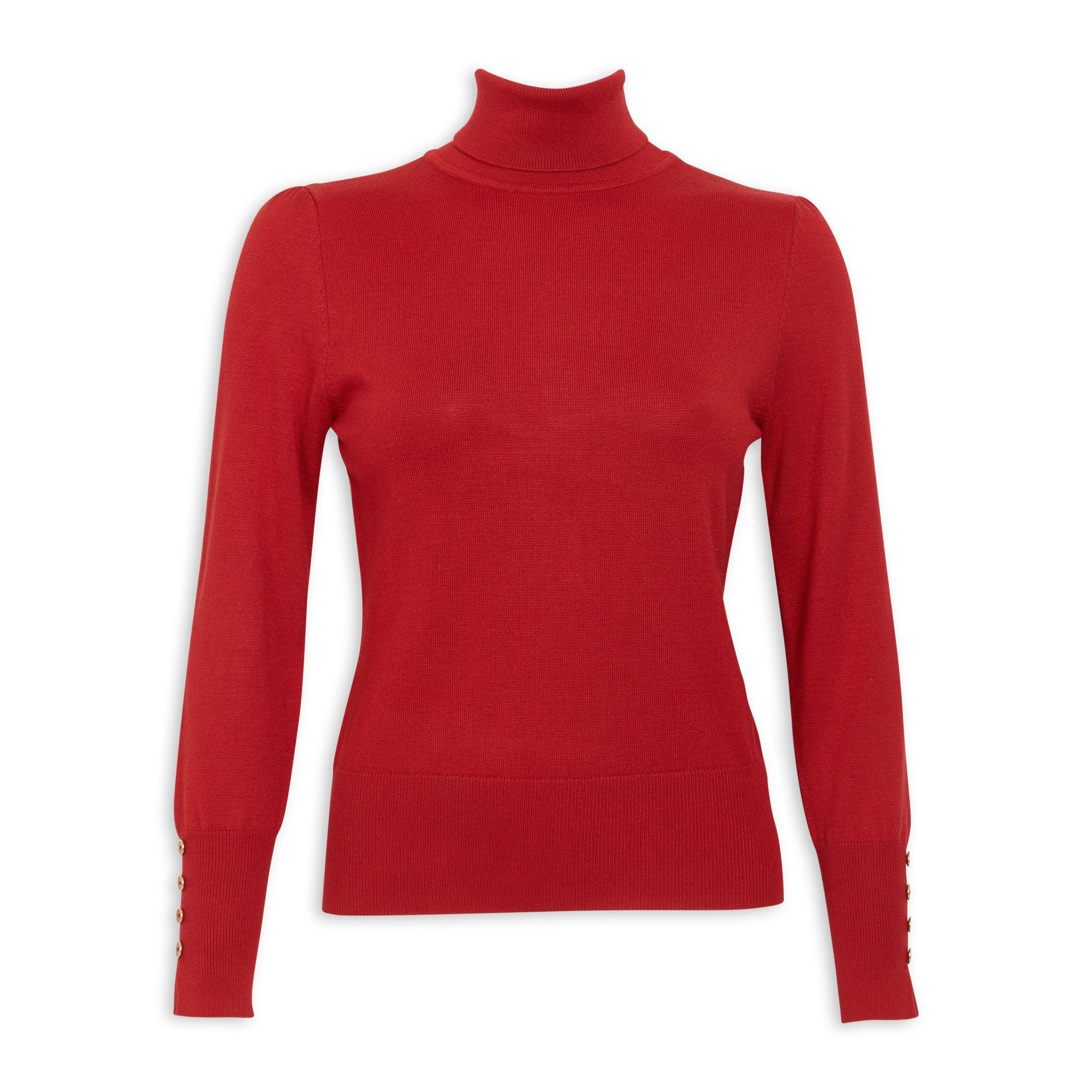 Red Knit Top with Button Detail (3194586) | Truworths