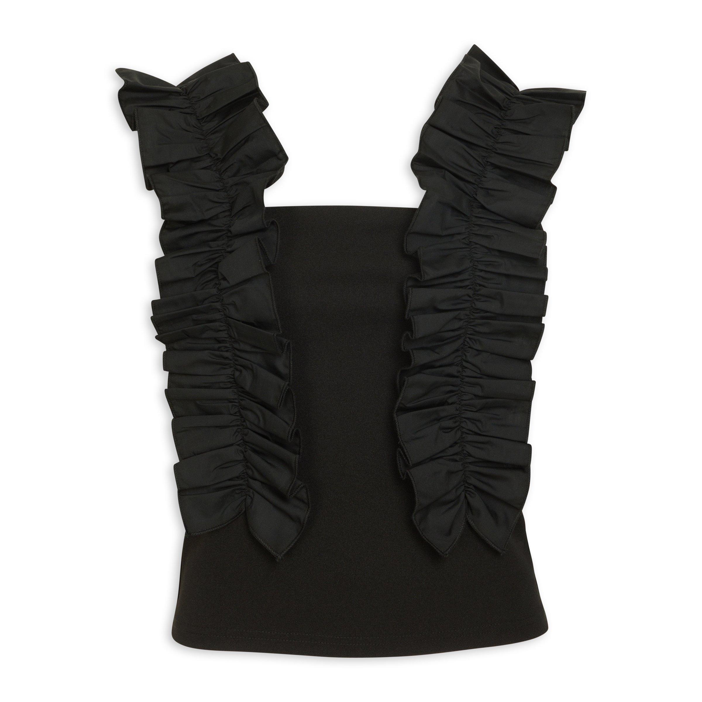 Black Ruffle Sleeve Top (3194587) | Truworths