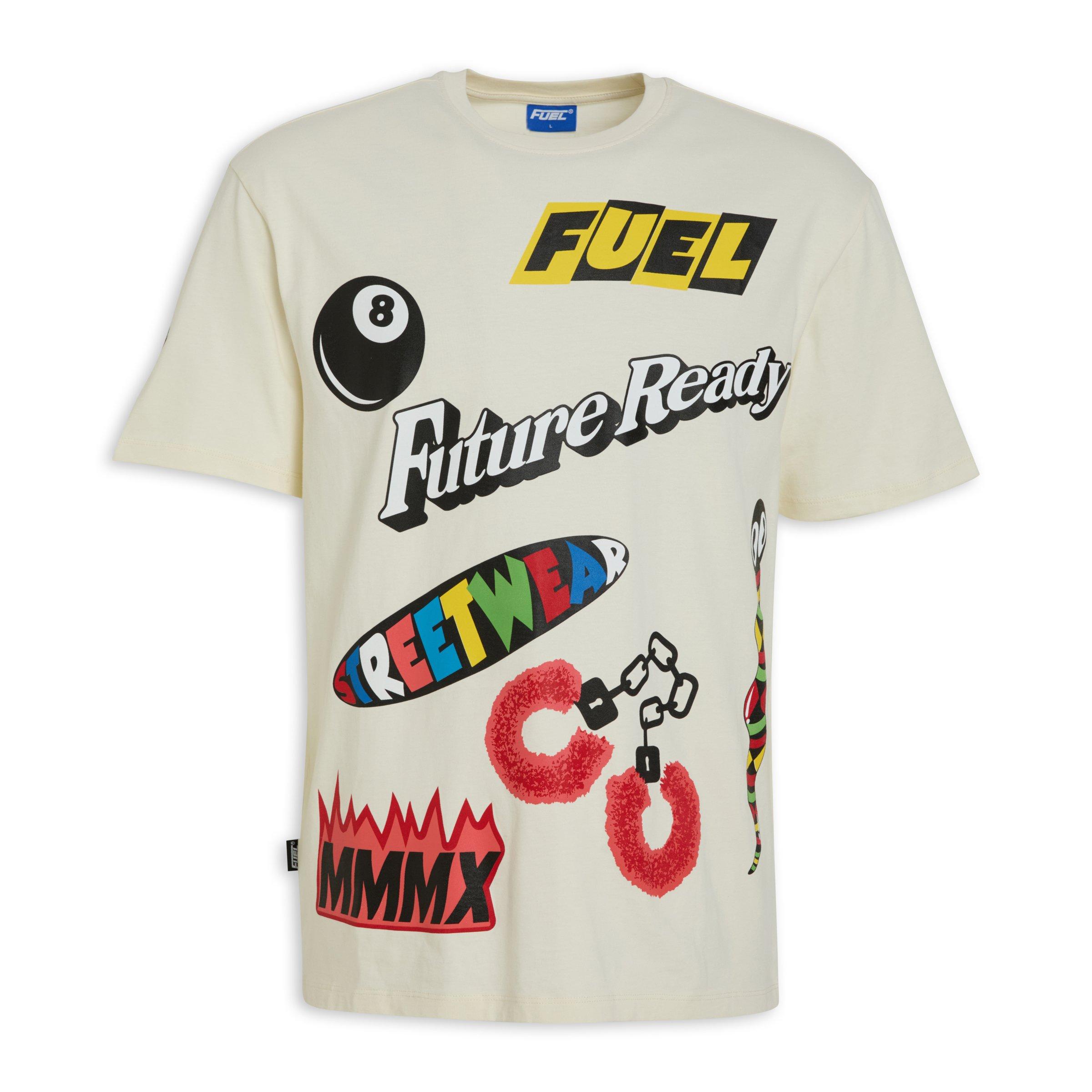 Beige Loose Fit Graphic T-shirt (3194600) | Fuel