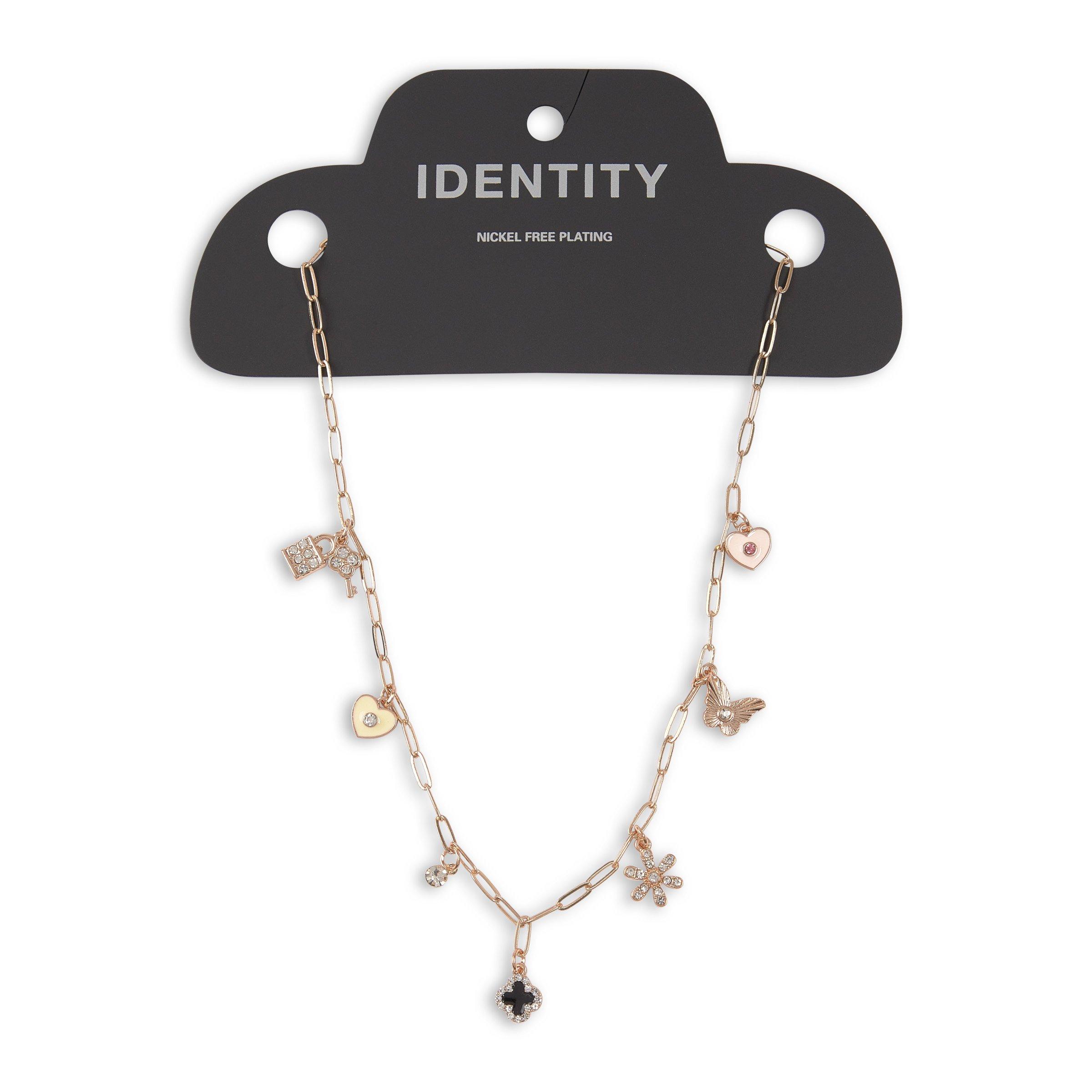 Gold Tone Charm Necklace (3194784) | Identity