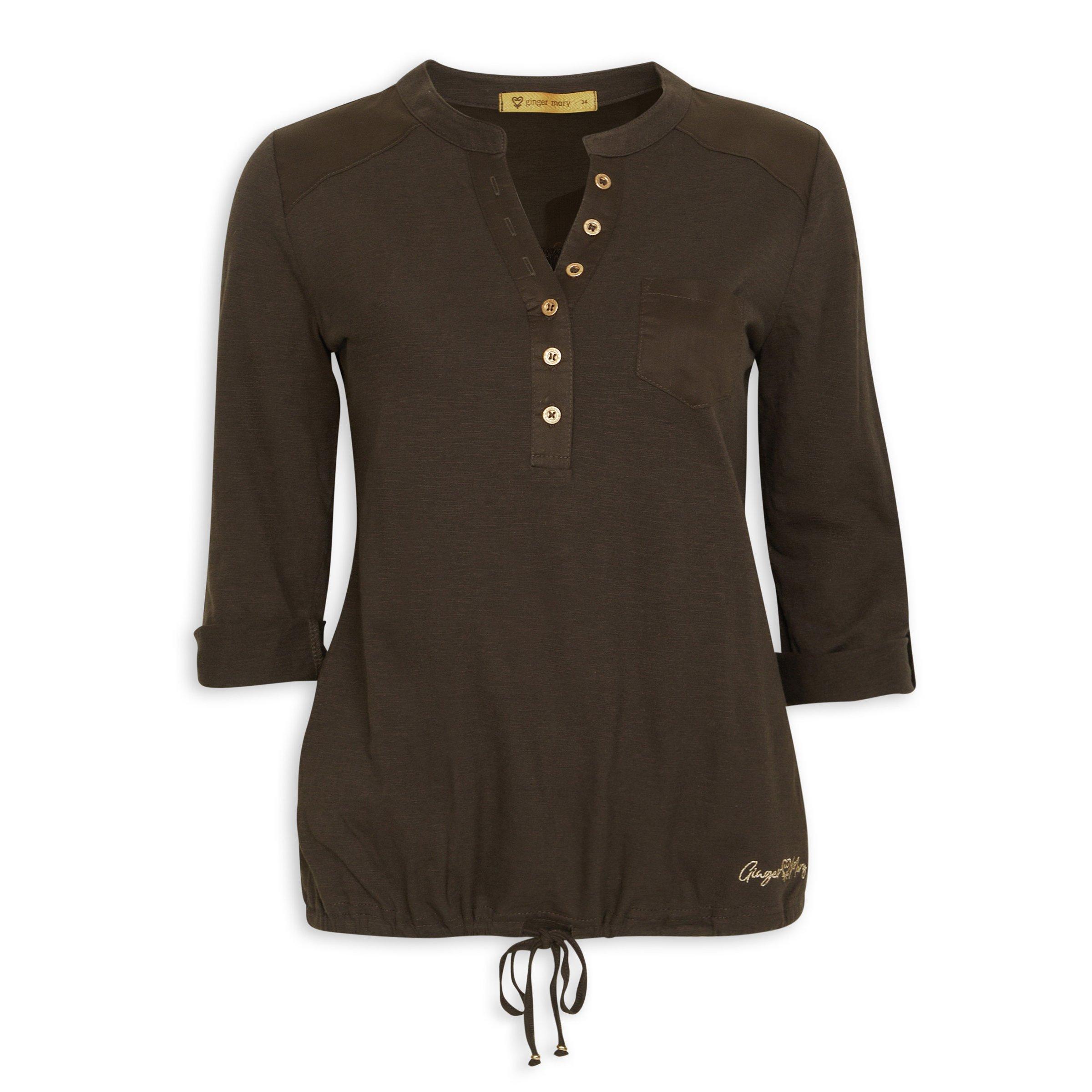 Brown Henley T-shirt (3194943) | Ginger Mary
