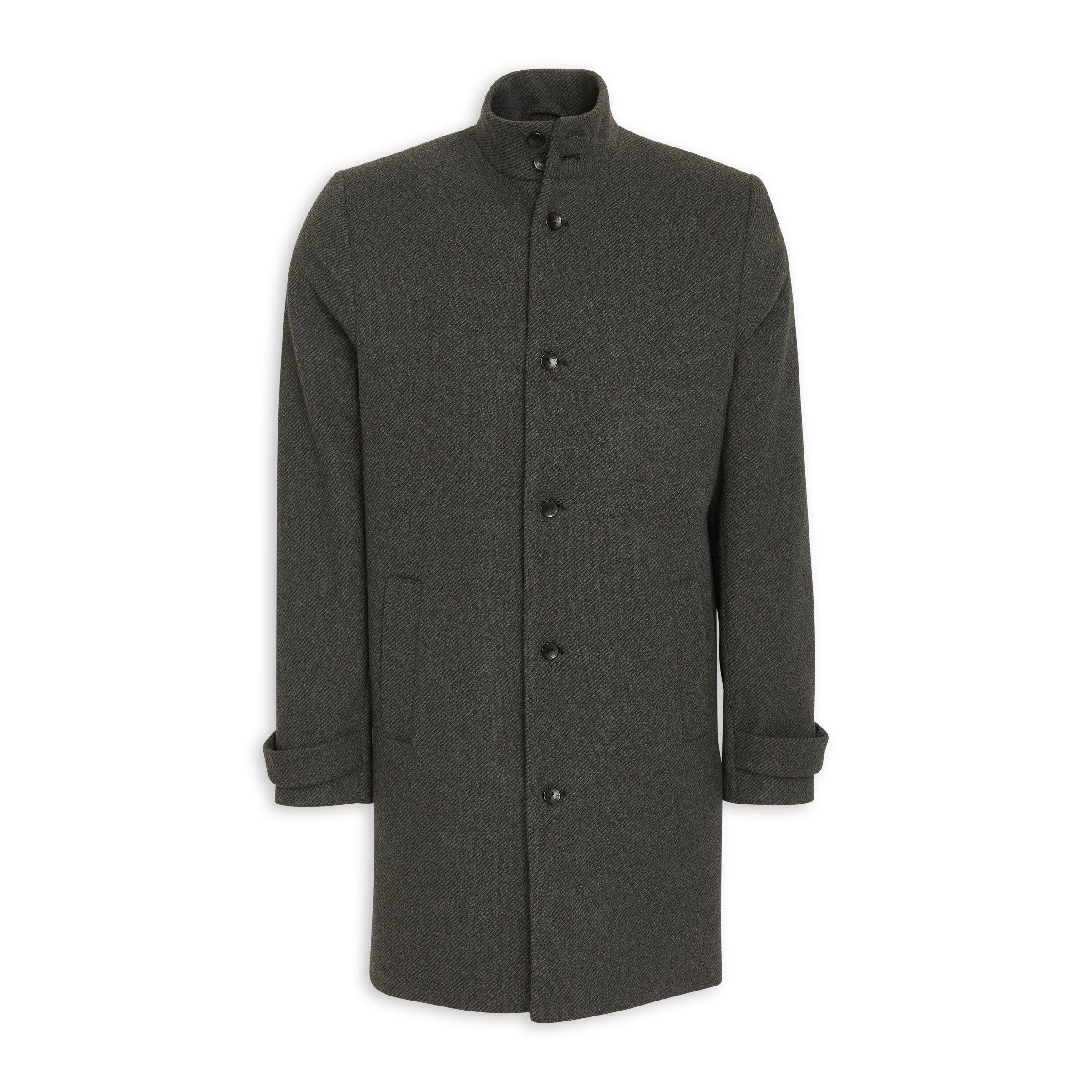 Grey Funnel Neck Coat (3194950) | UZZI