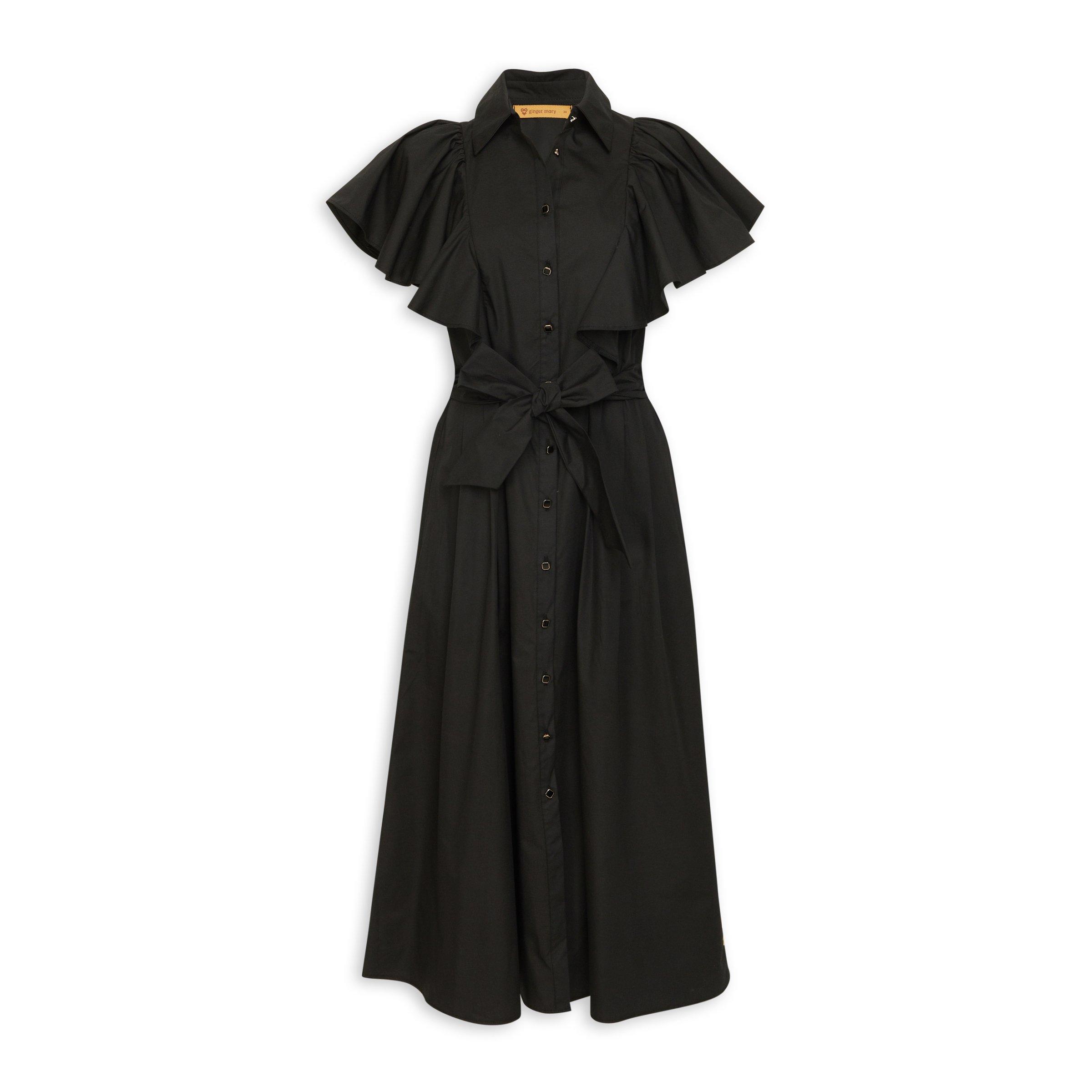 Black Shirtdress with Flutter Sleeves (3195630) | Ginger Mary