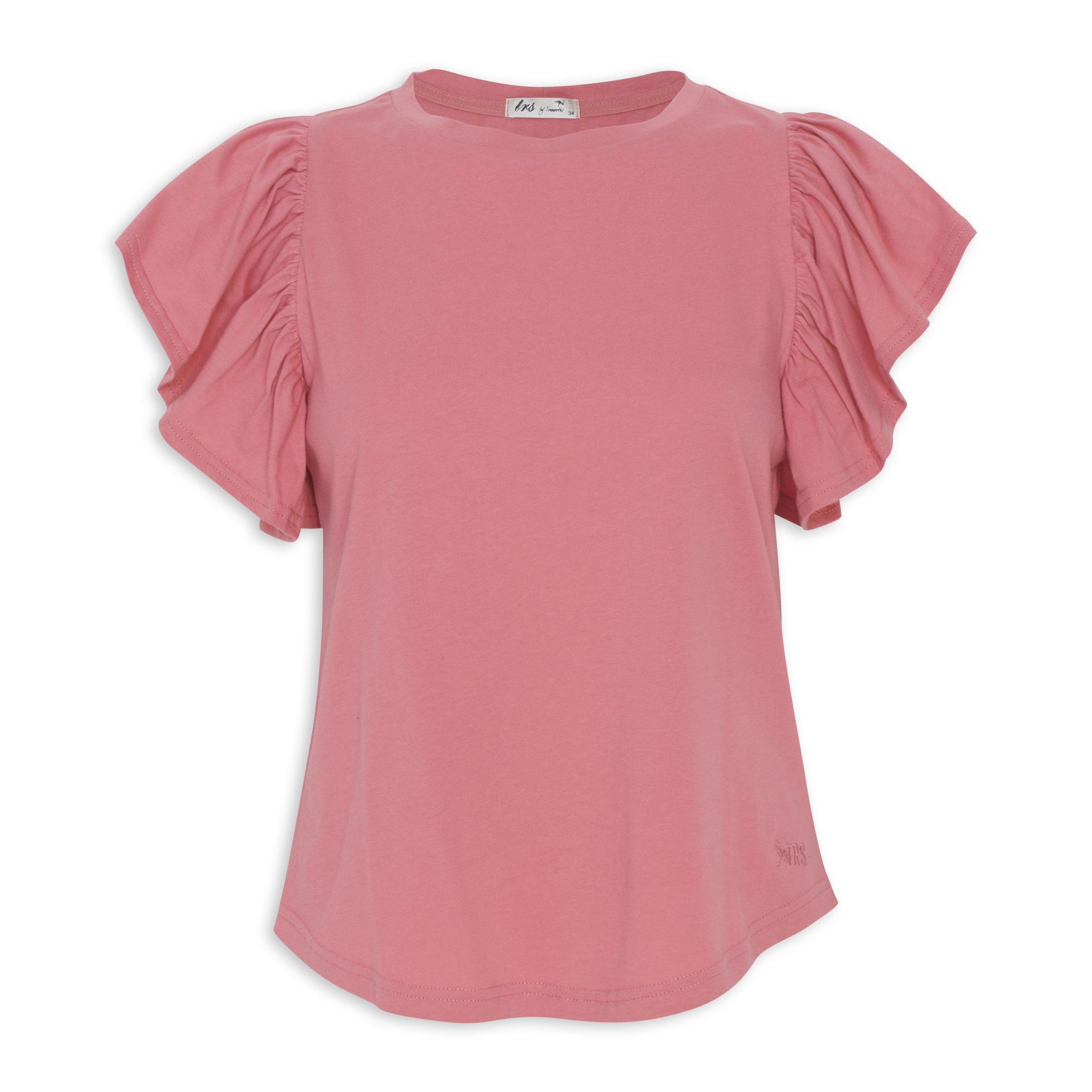 Pink T-shirt with Flutter Sleeves (3195884) | TRS