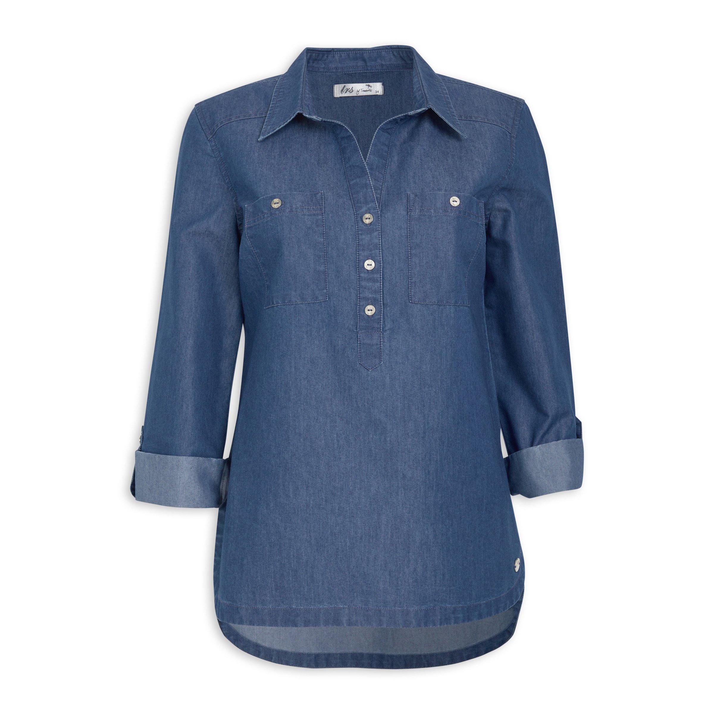 Blue Relaxed Denim Shirt (3195979) | TRS