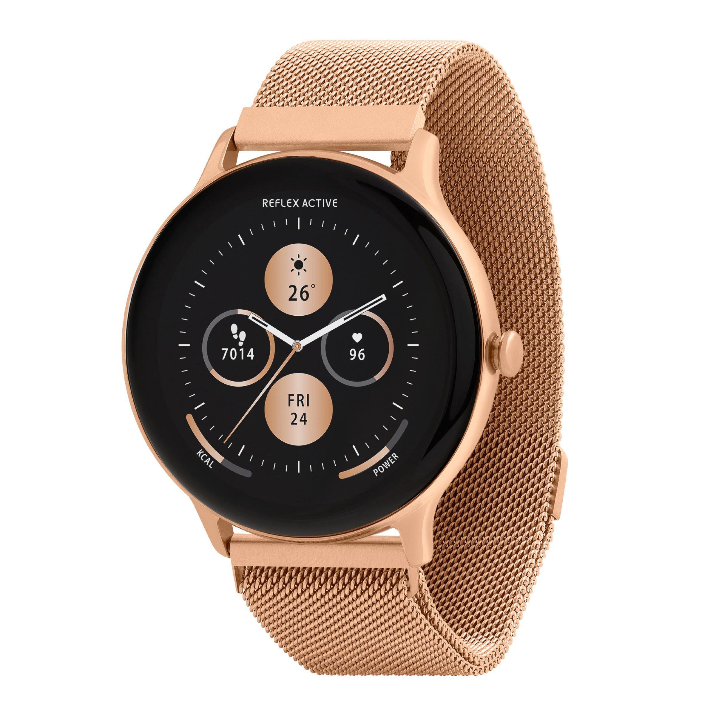 Rose Gold Mesh Series 22 Smart Watch (3196895) | Reflex Active