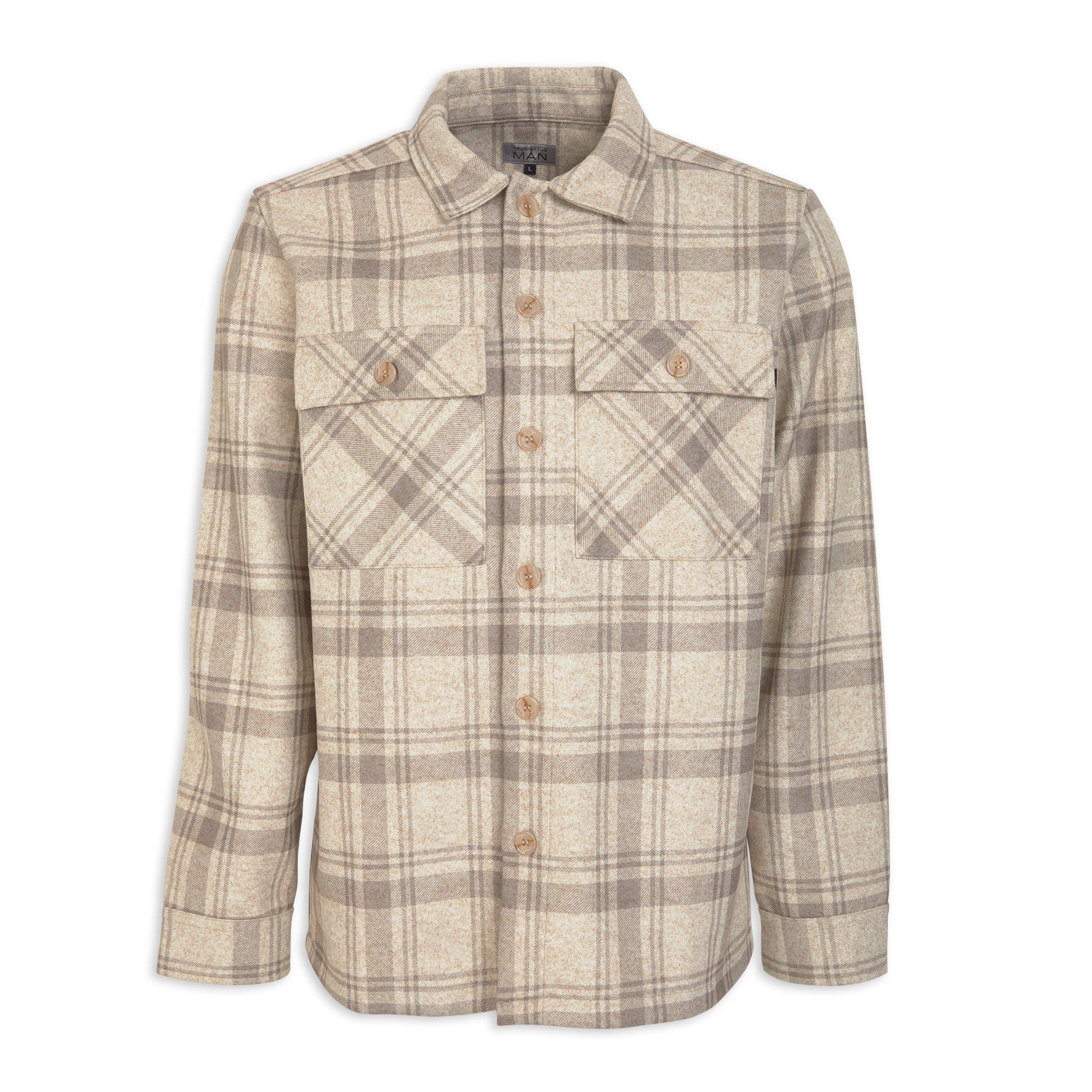 Beige Check Shacket (3197015) | Truworths Man