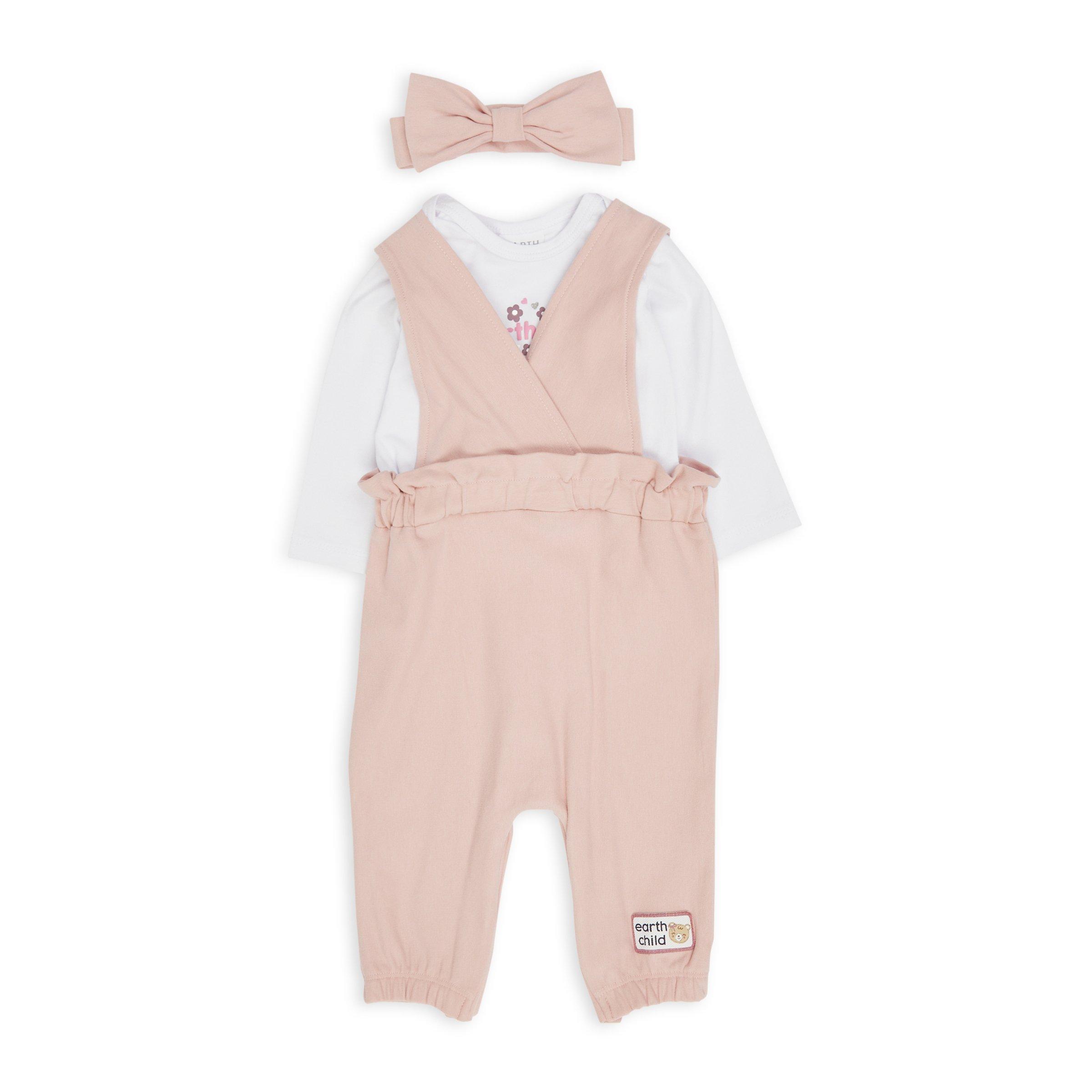 Newborn Girls Pink Dungaree Set (3197168) | Earthchild