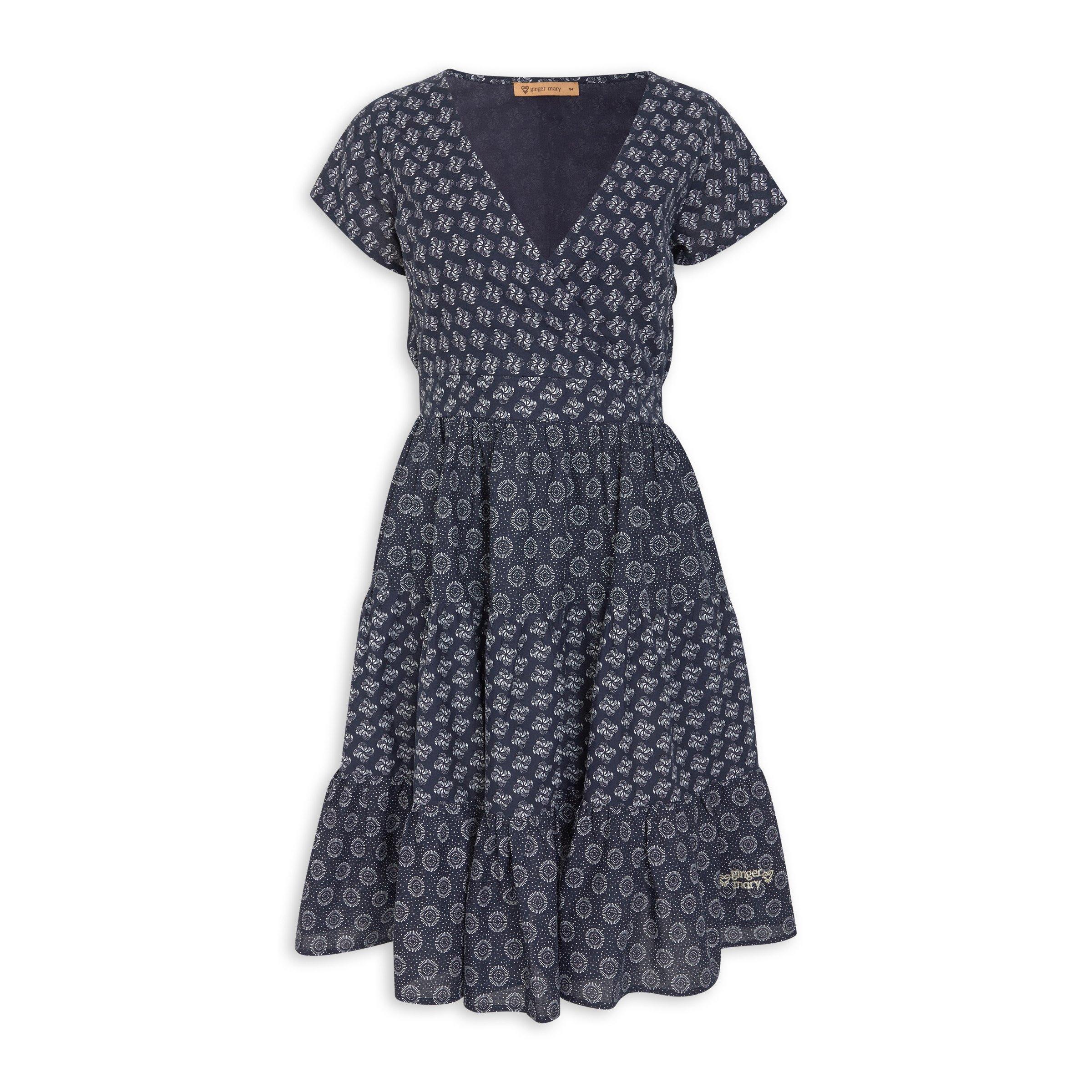 Navy Geometric Print Tiered Dress (3197553) | Ginger Mary