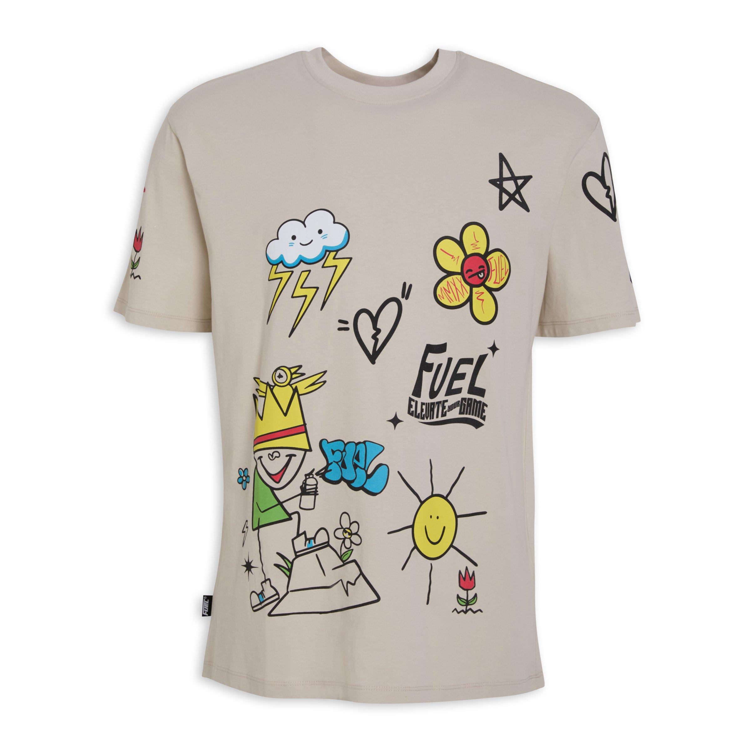 Beige Graphic T-shirt (3197887) | Fuel