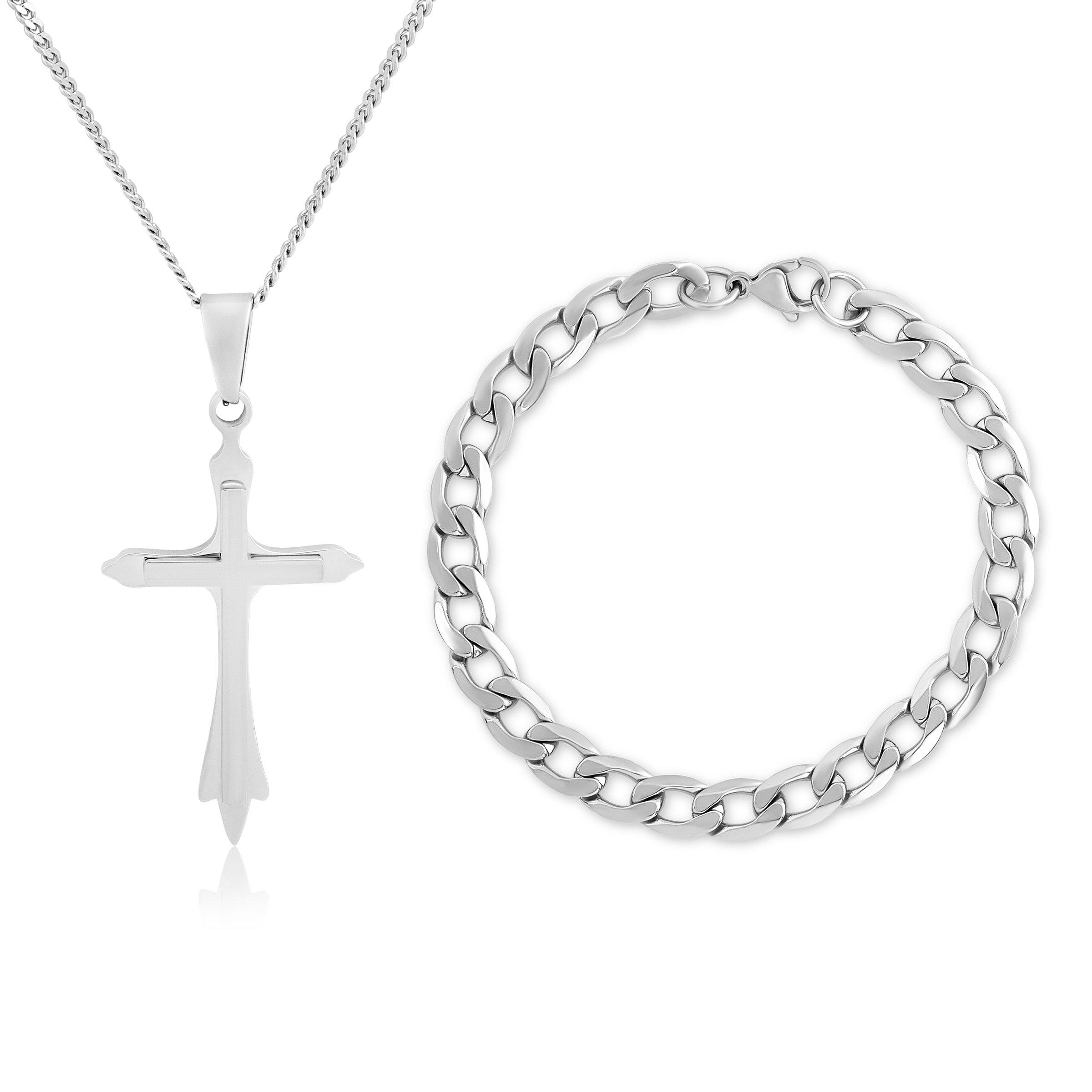 Pointy Inlay Cross Bevel Curb (3198427) | Stainless Steel