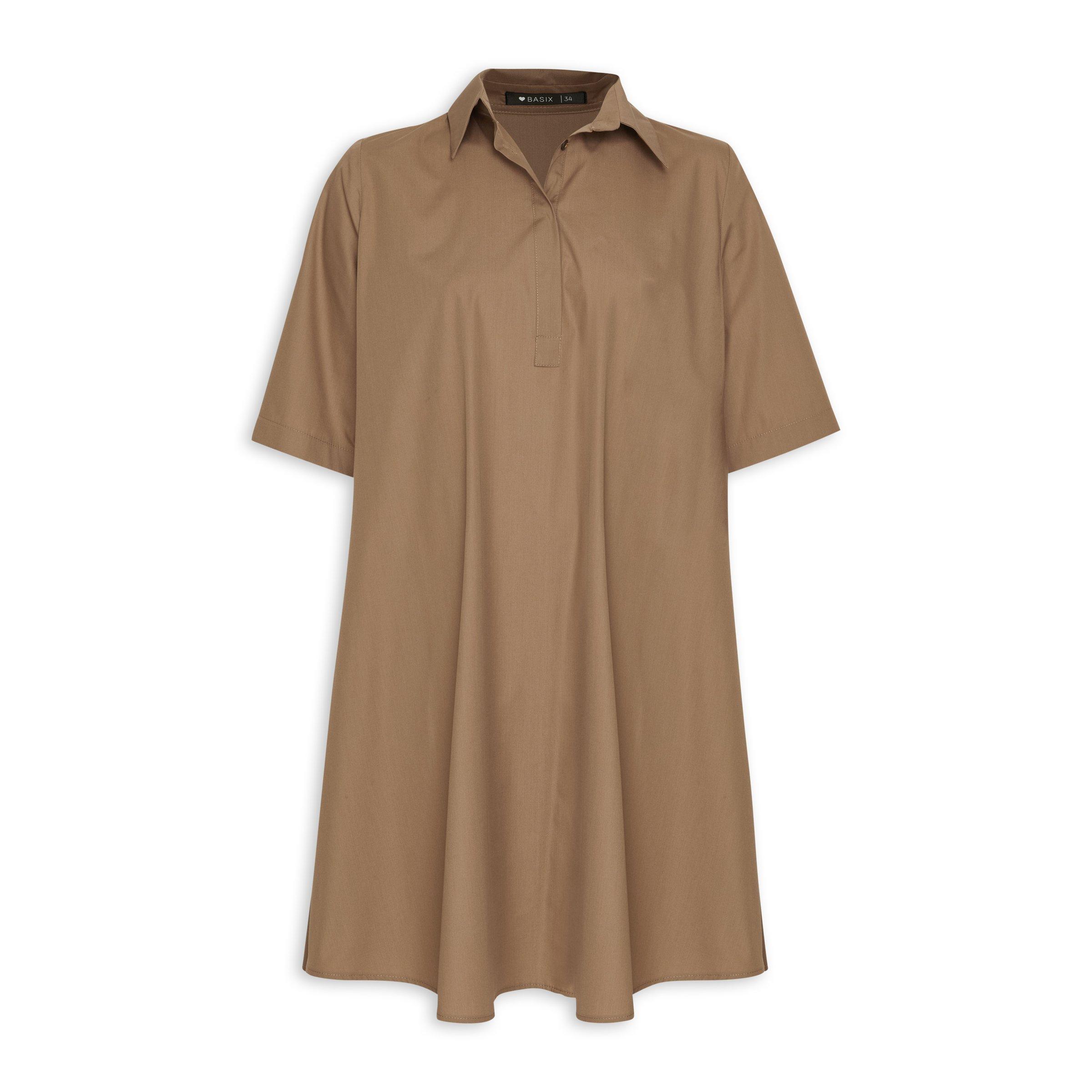 Brown Trapeze Shirt Dress (3198593) | Basix