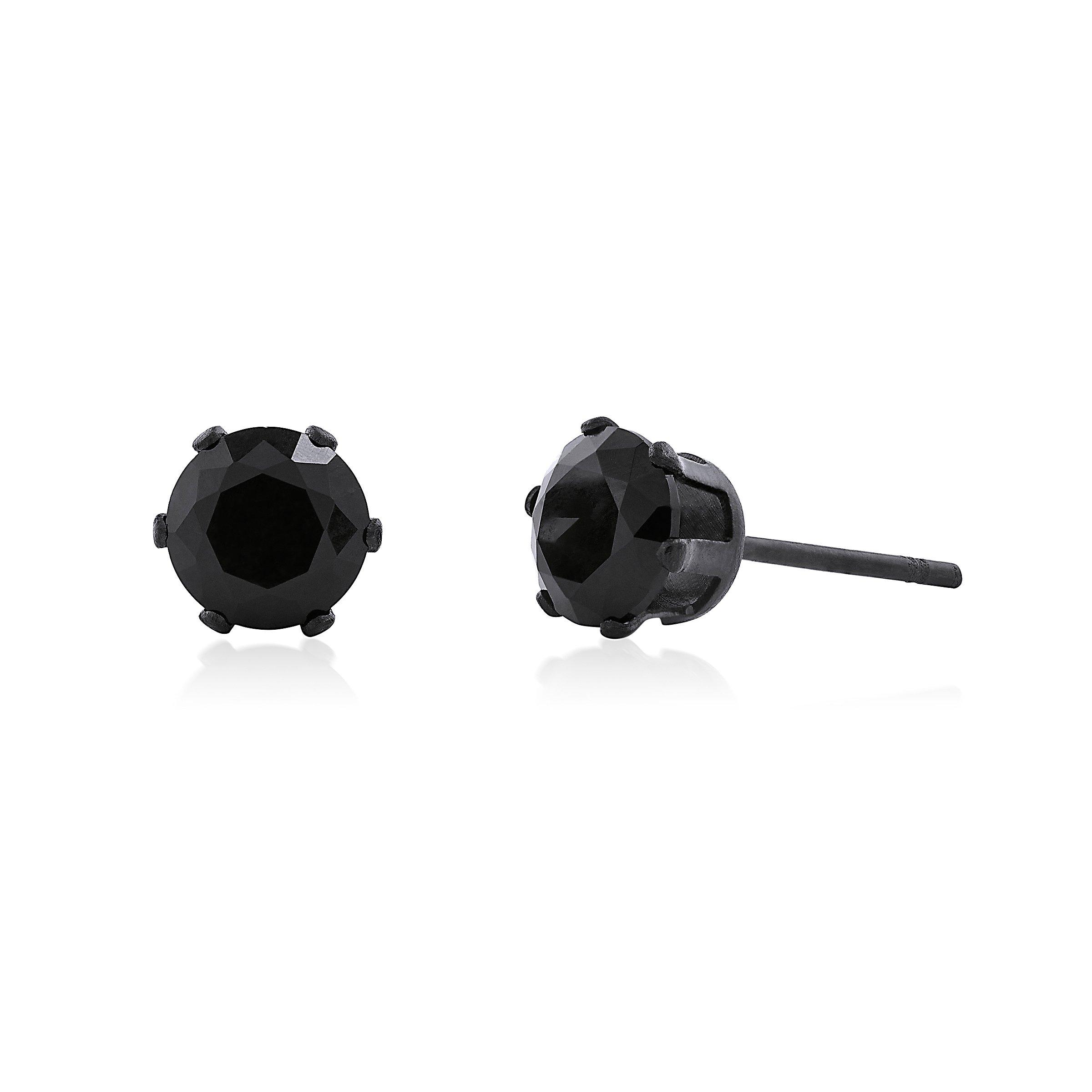 6mm Black Stud Earrings (3198776) | Stainless Steel
