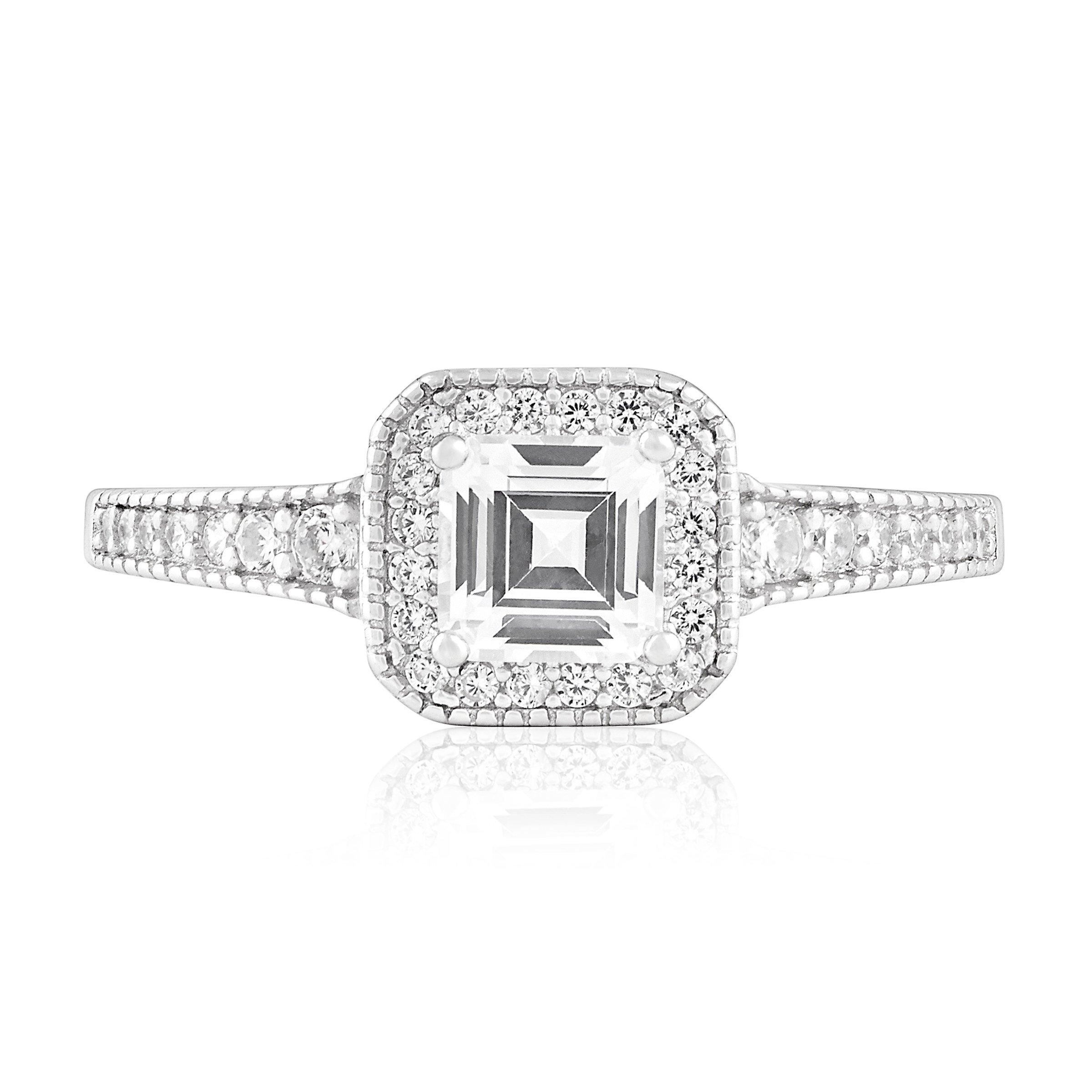 Square Clear Center Ring XL (3199177) | Sterling Silver