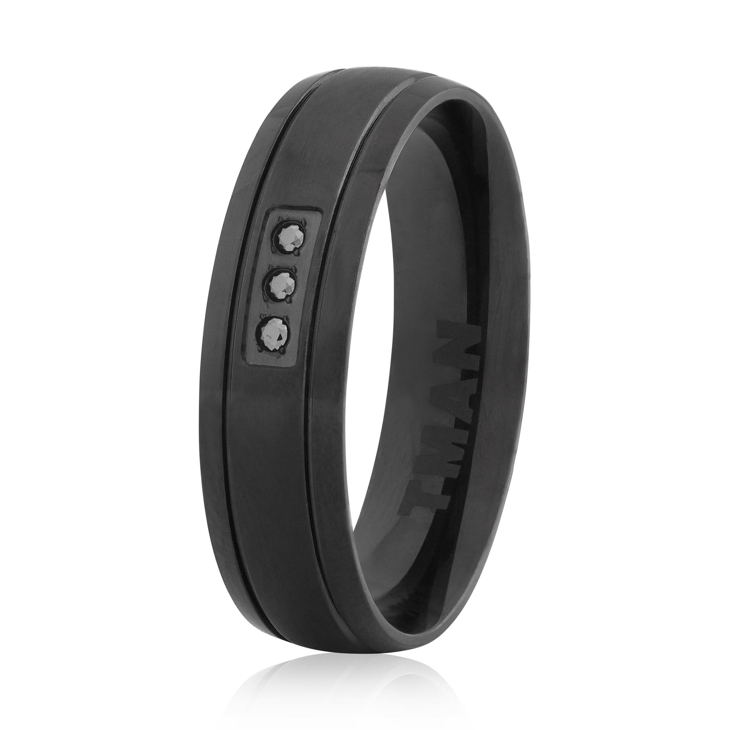 Stainless Steel Black Stone Ring (3199230) | Stainless Steel