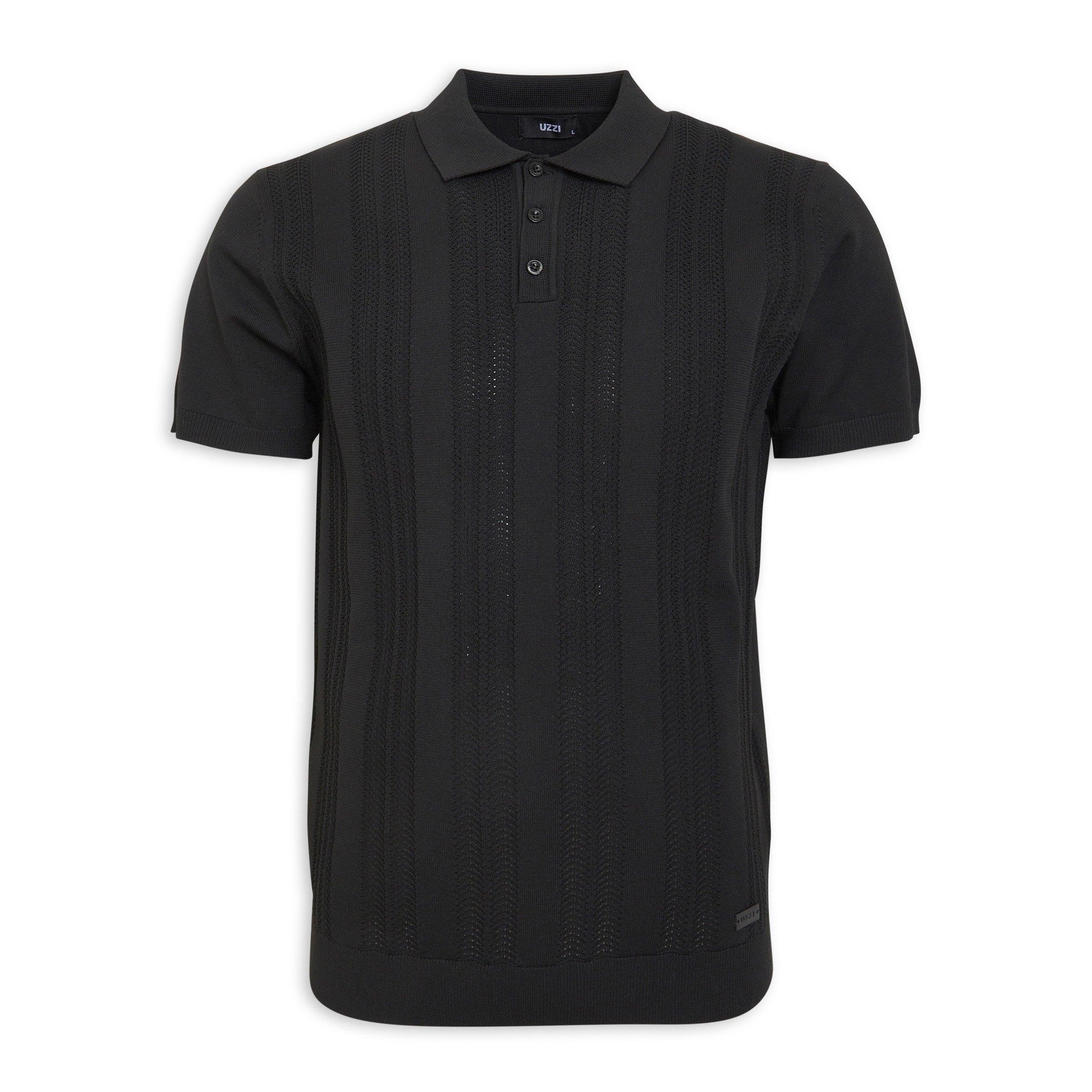 Black Knit Golfer Shirt (3199261) | UZZI