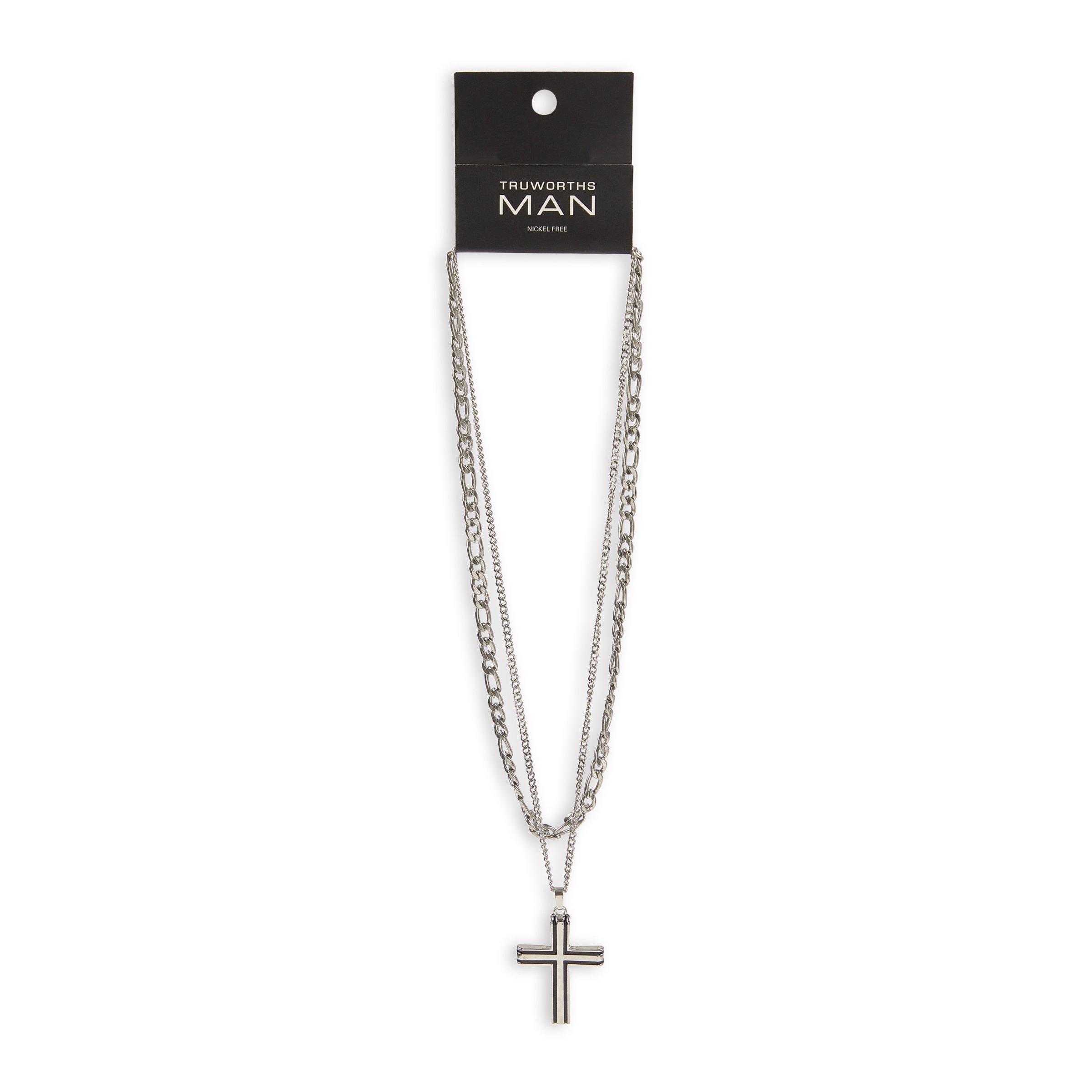 Silver Double Chain With Cross (3199406) | Truworths Man