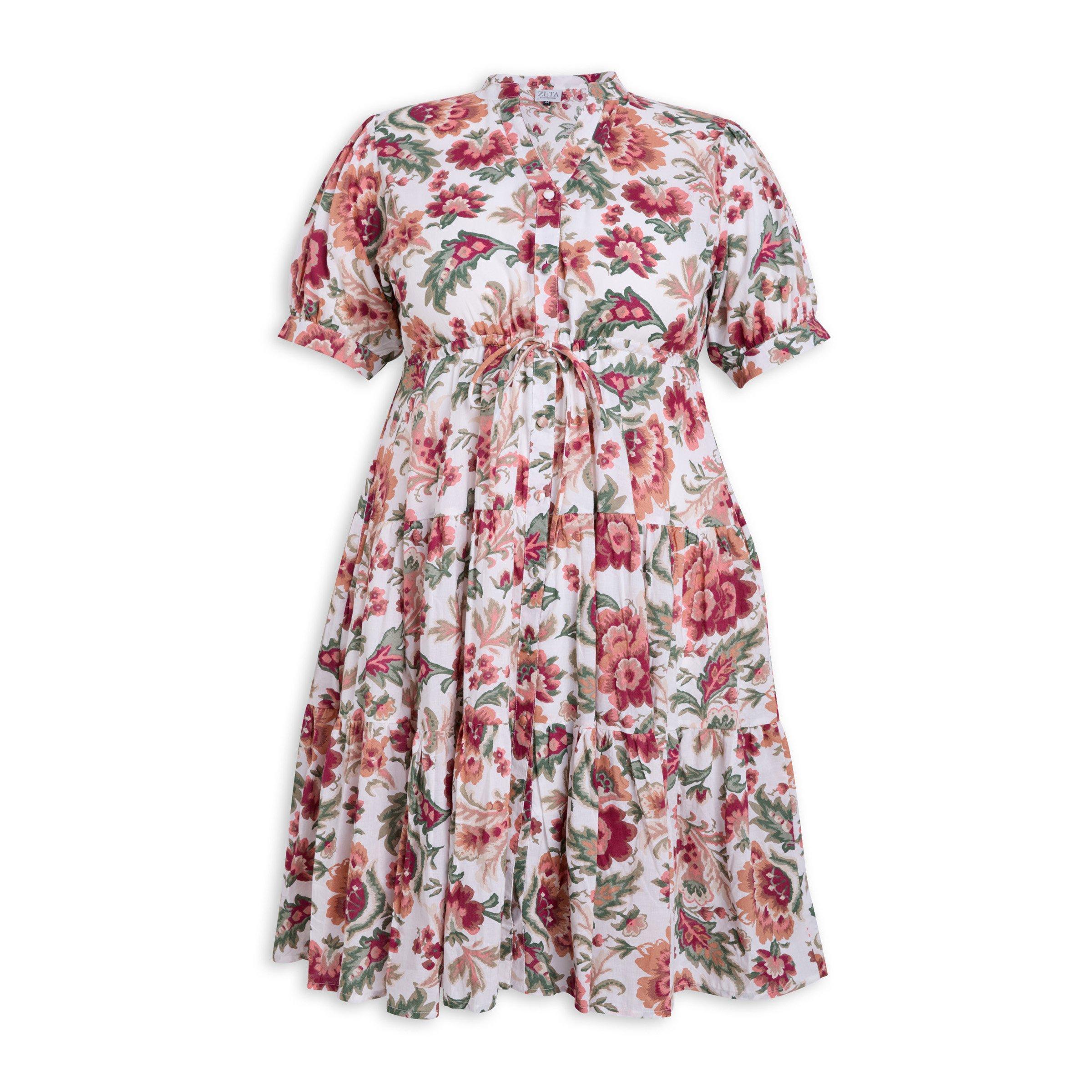 White Plus Size Floral Print Dress (3199526) | Zeta