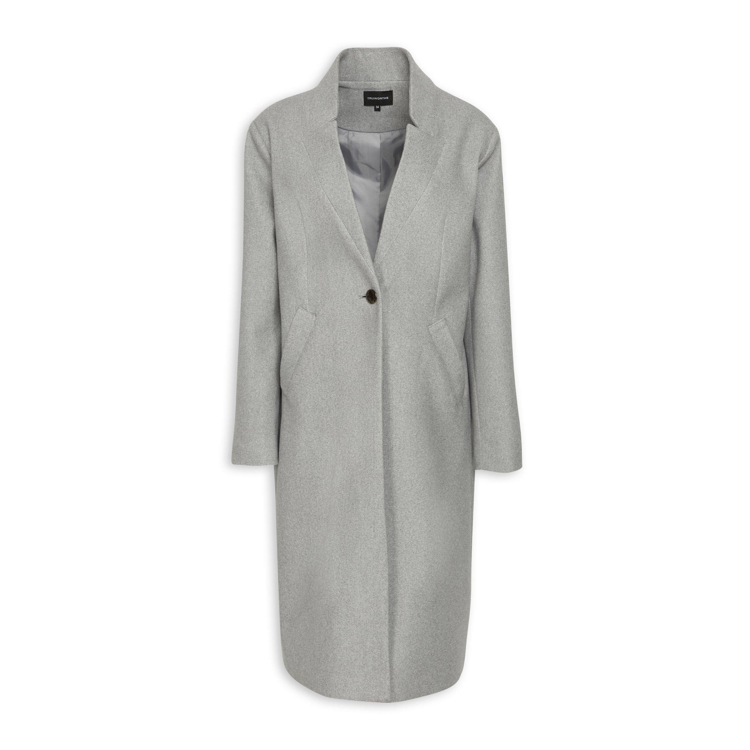 Grey Long Notch Coat (3199543) | Truworths
