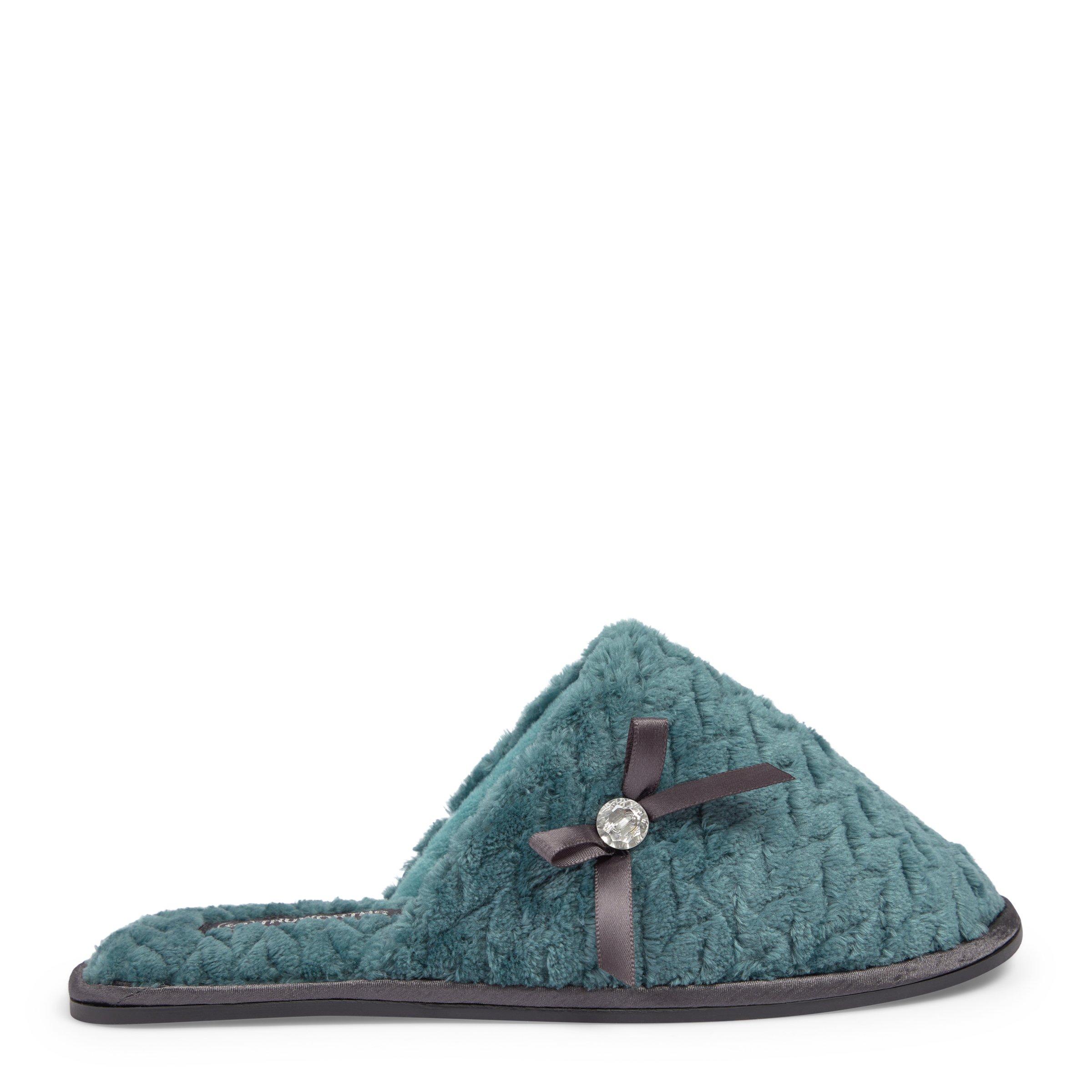 Teal Textured Plush Closed Toe Slippers (3199586) | Truworths