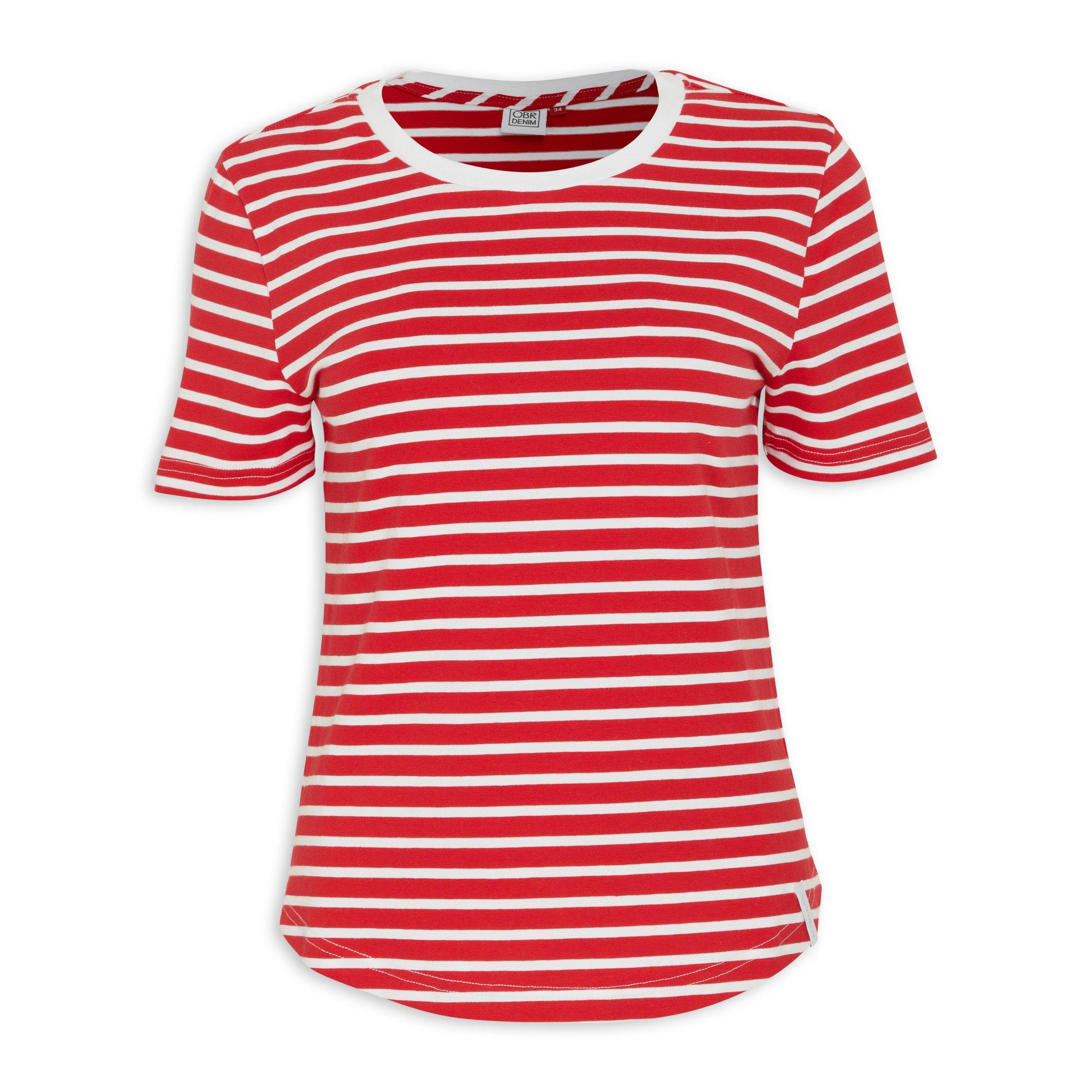Red and White Striped T-shirt (3199731) | OUTBACK RED