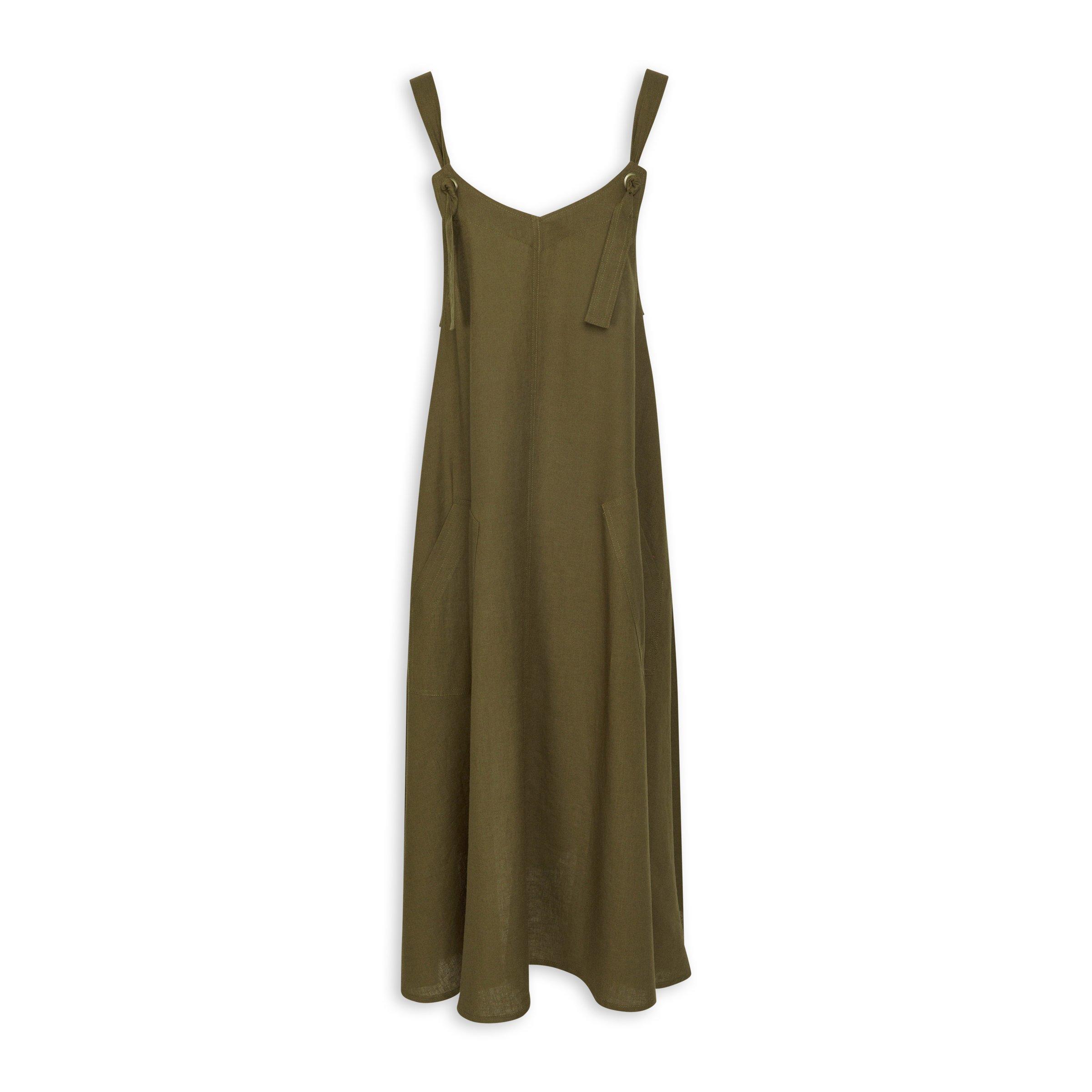 Olive Green Pinafore Dress (3200014) | Earthaddict