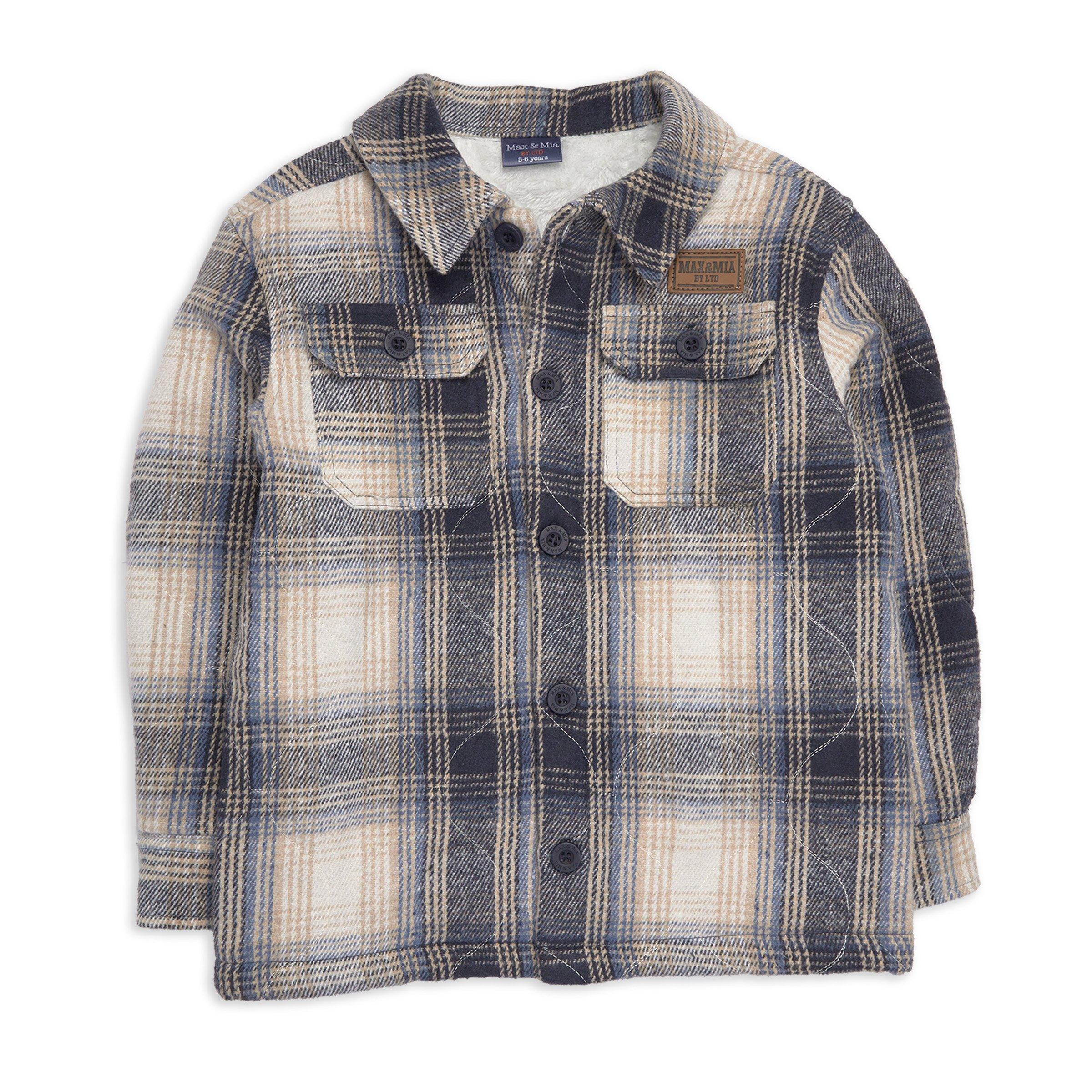 Kid Boys Beige Check Shacket (3200025) | Max & Mia