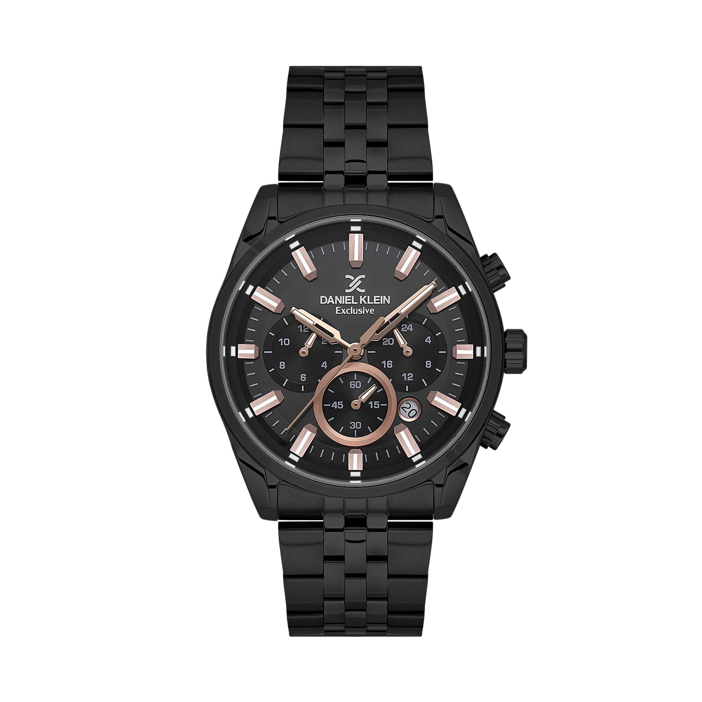 Black Metal Chrono Watch (3200120) | Daniel Klein