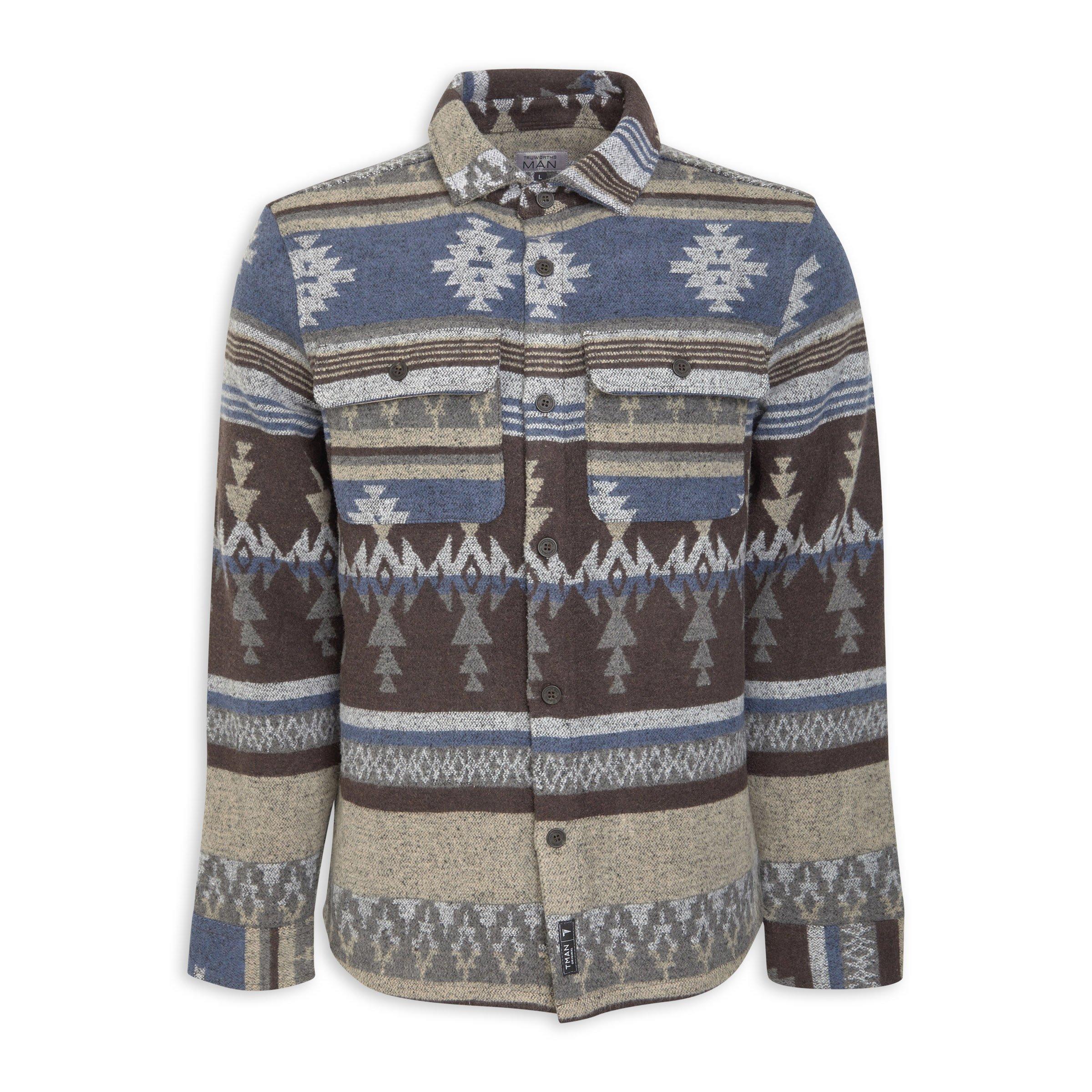 Brown Aztec Print Shacket (3200229) | Truworths Man