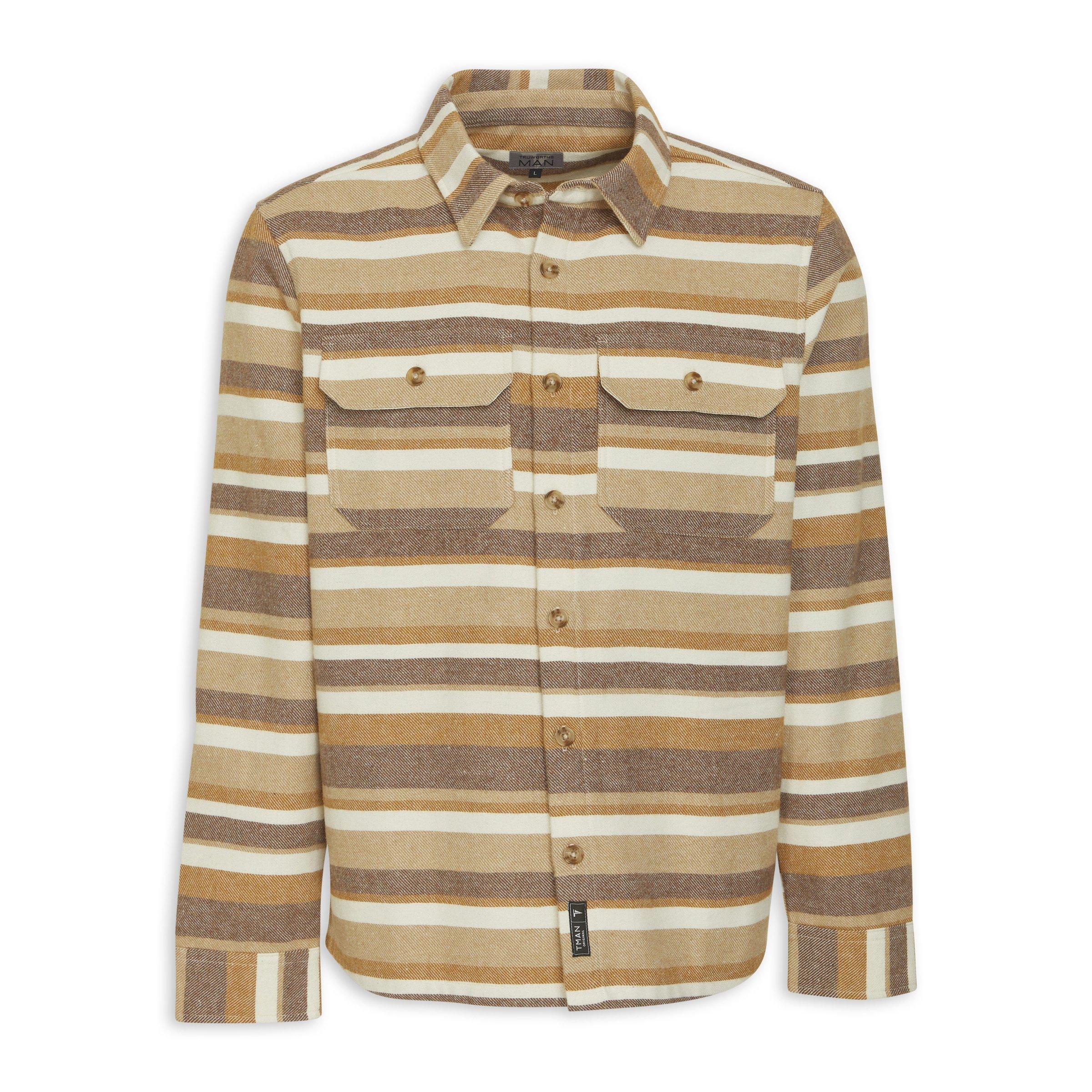Beige Striped Shacket (3200231) | Truworths Man