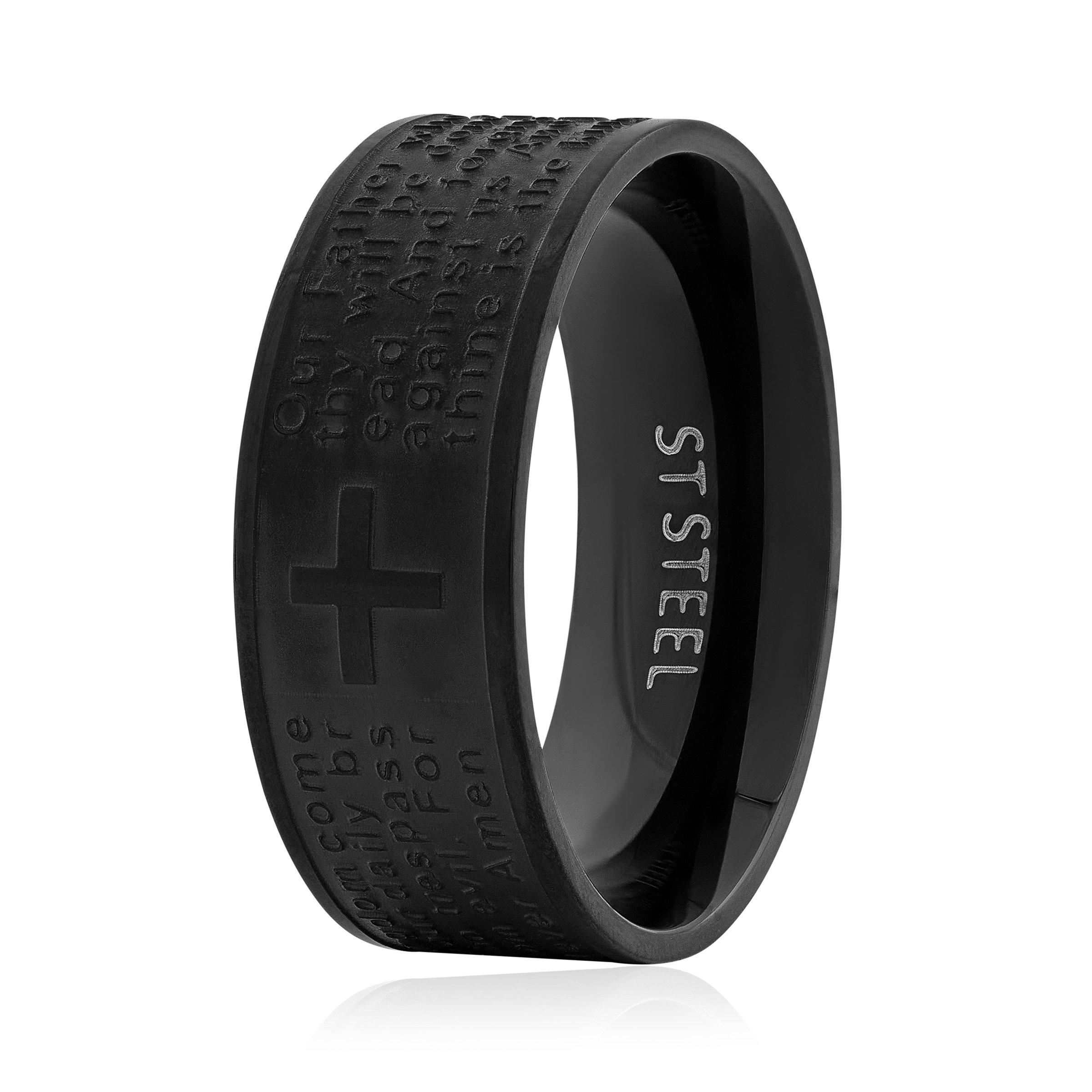 Black Matt Shiny Prayer Ring (3200383) | Stainless Steel