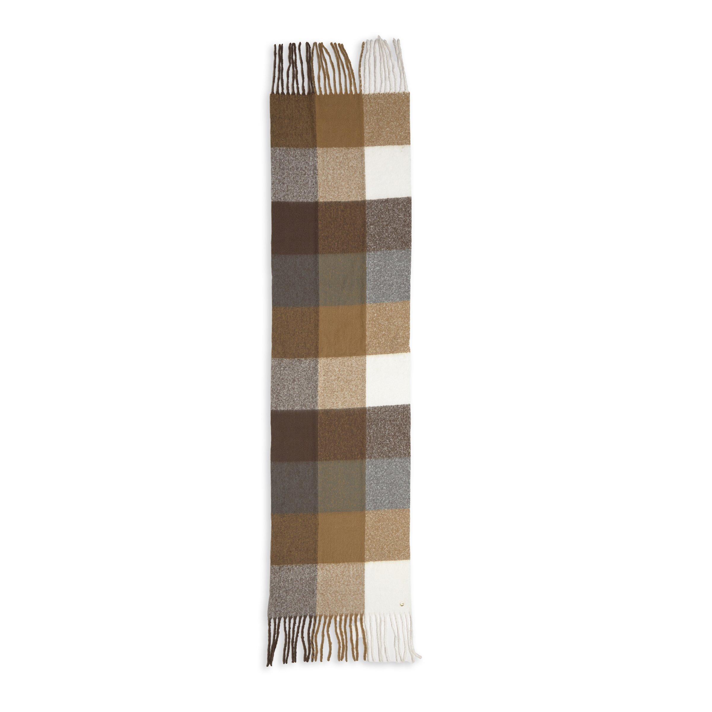 Brown Check Scarf with Tassels (3200717) | LTD Woman