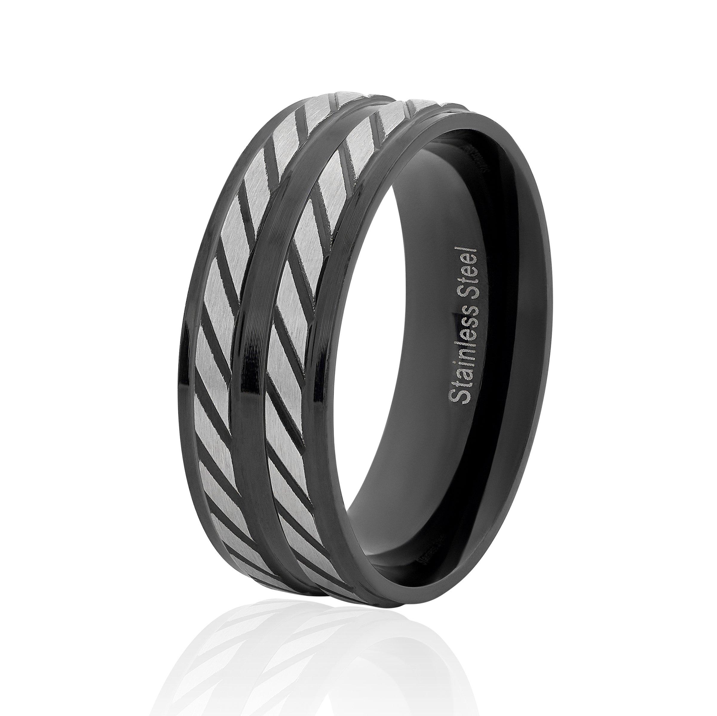 8mm TT Black And Steel Band (3200739) | Stainless Steel
