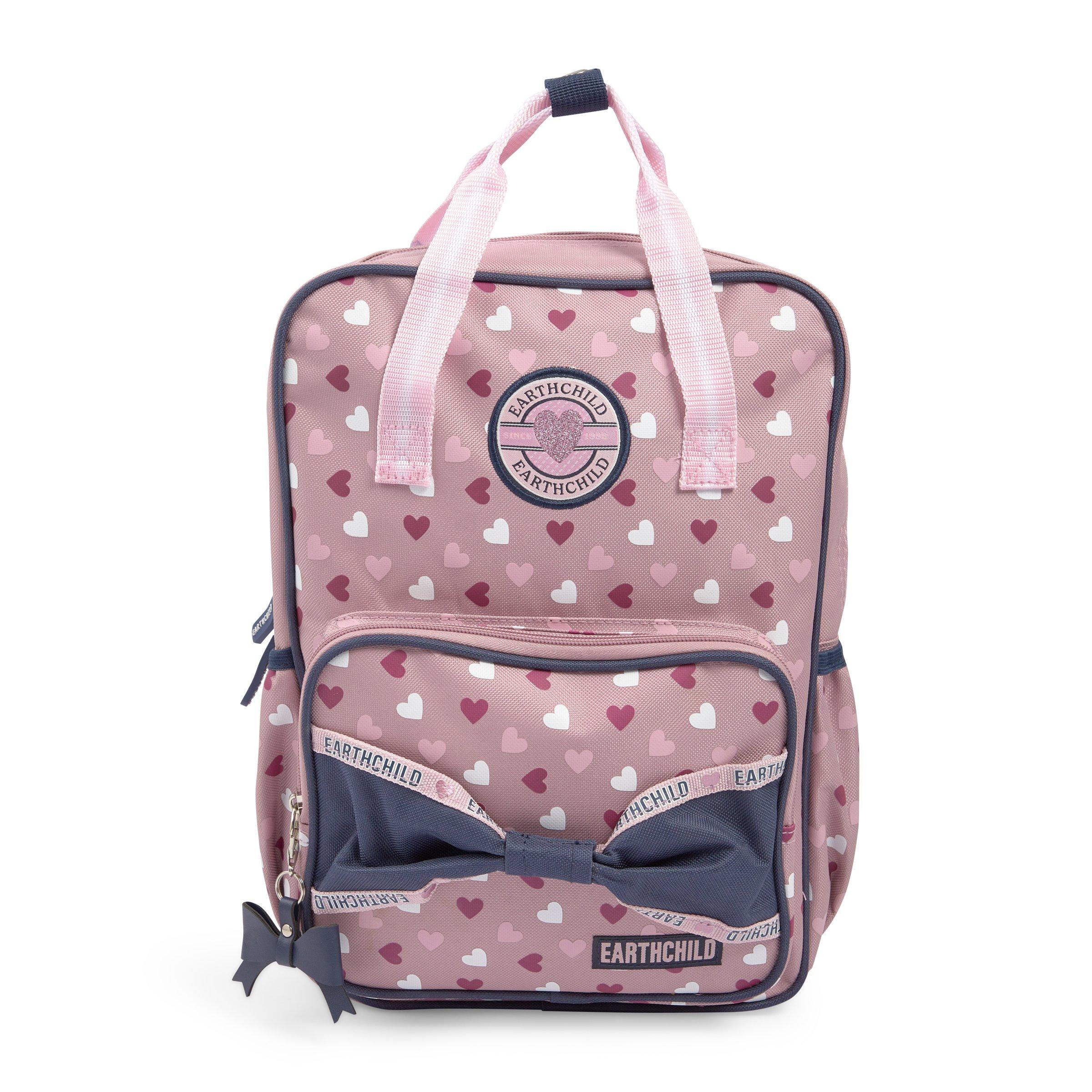 Girls Pink Heart Print Backpack (3201563) | Earthchild