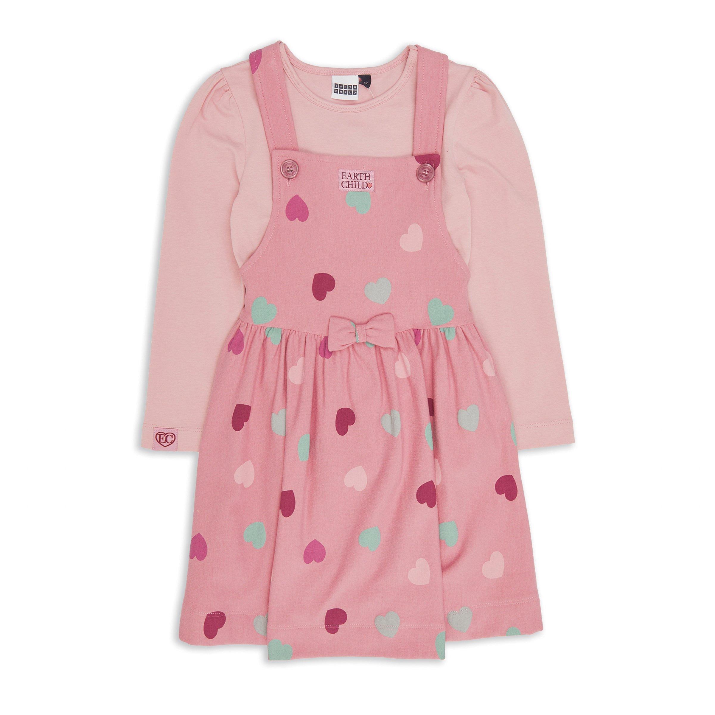 Kid Girls Pink Pinny and T-shirt Set (3201571) | Earthchild