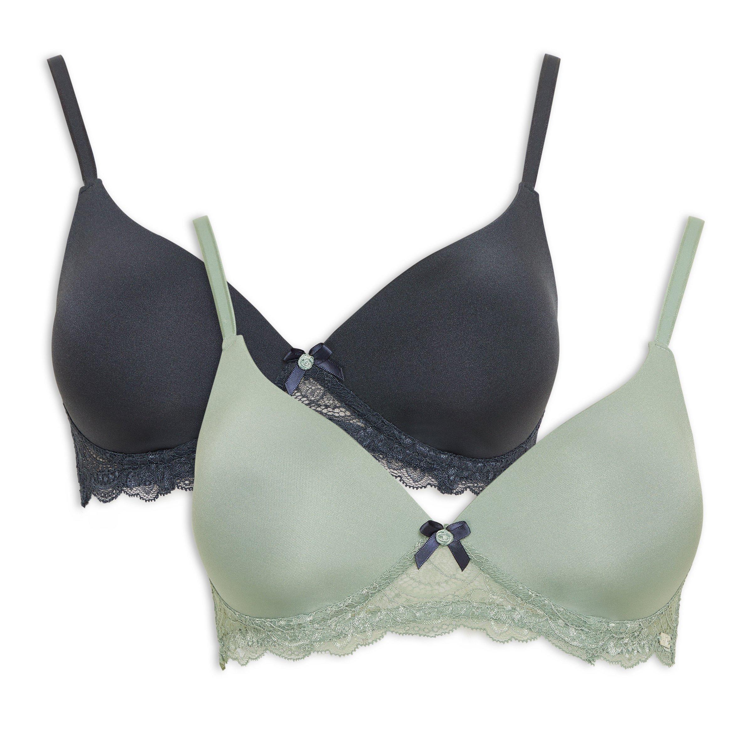 2-pack Sage Green Non Wire Bras (3201666) | Identity