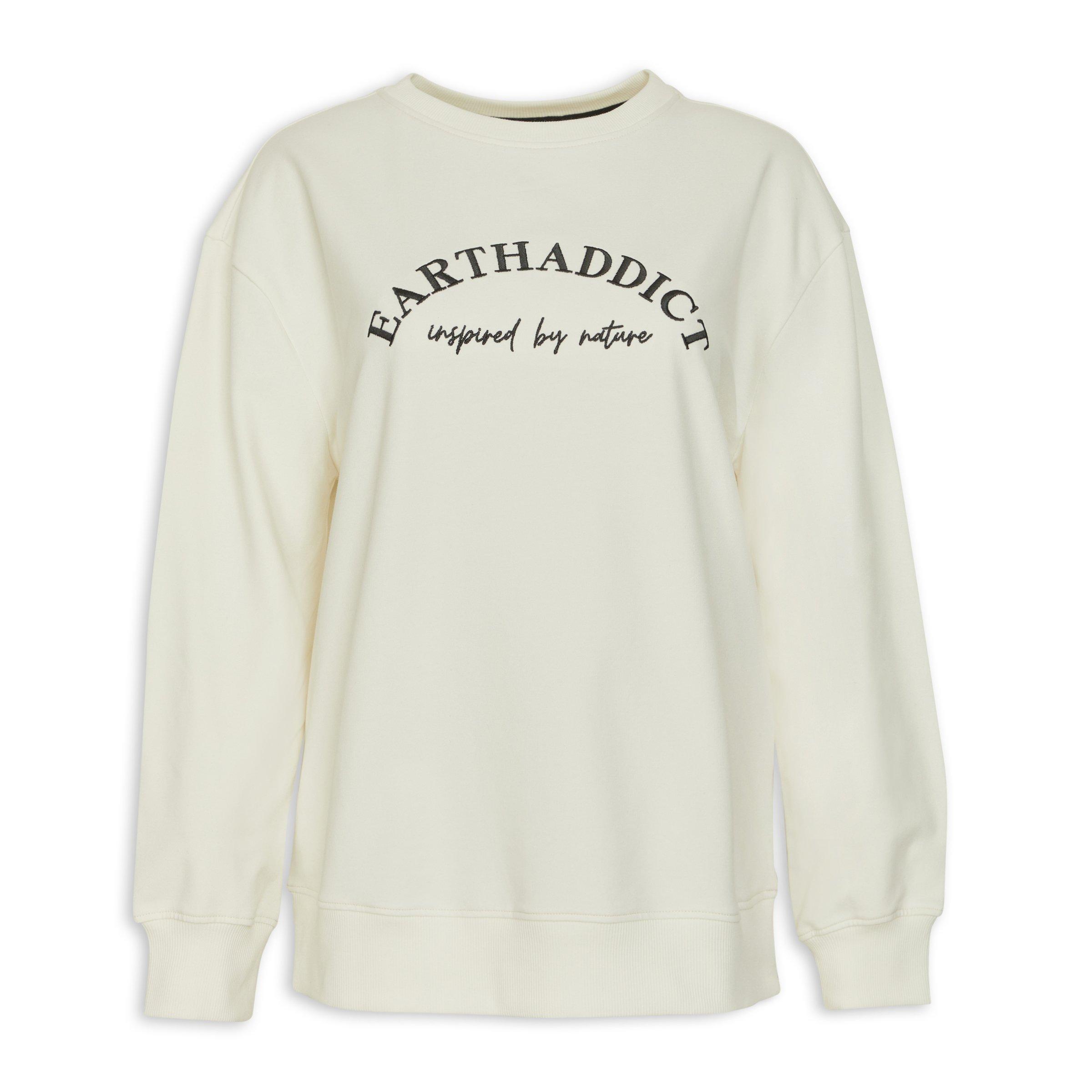 White Embroidered Long Sweatshirt (3202083) | Earthaddict