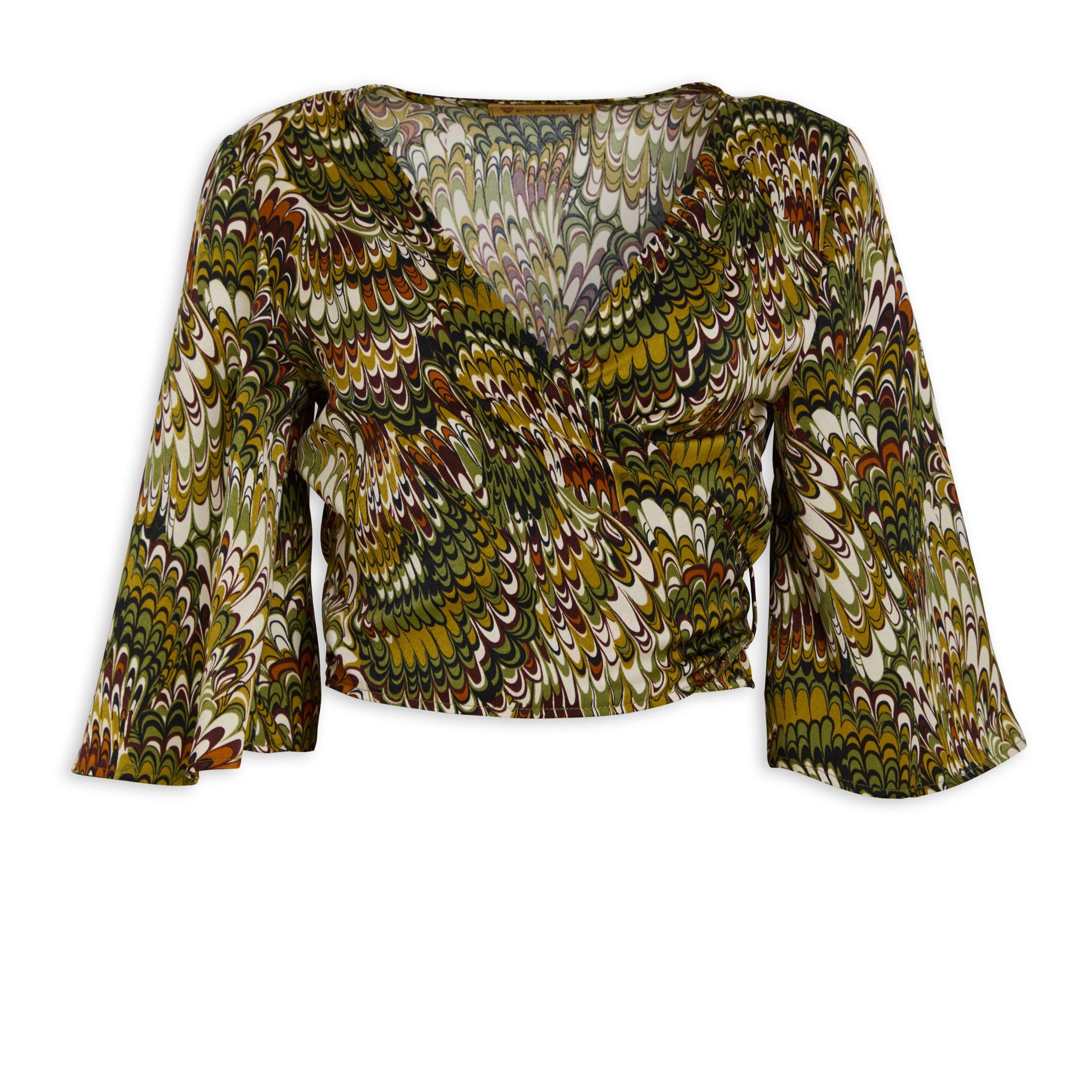 Green Geometric Wrap Top (3202294) | Ginger Mary