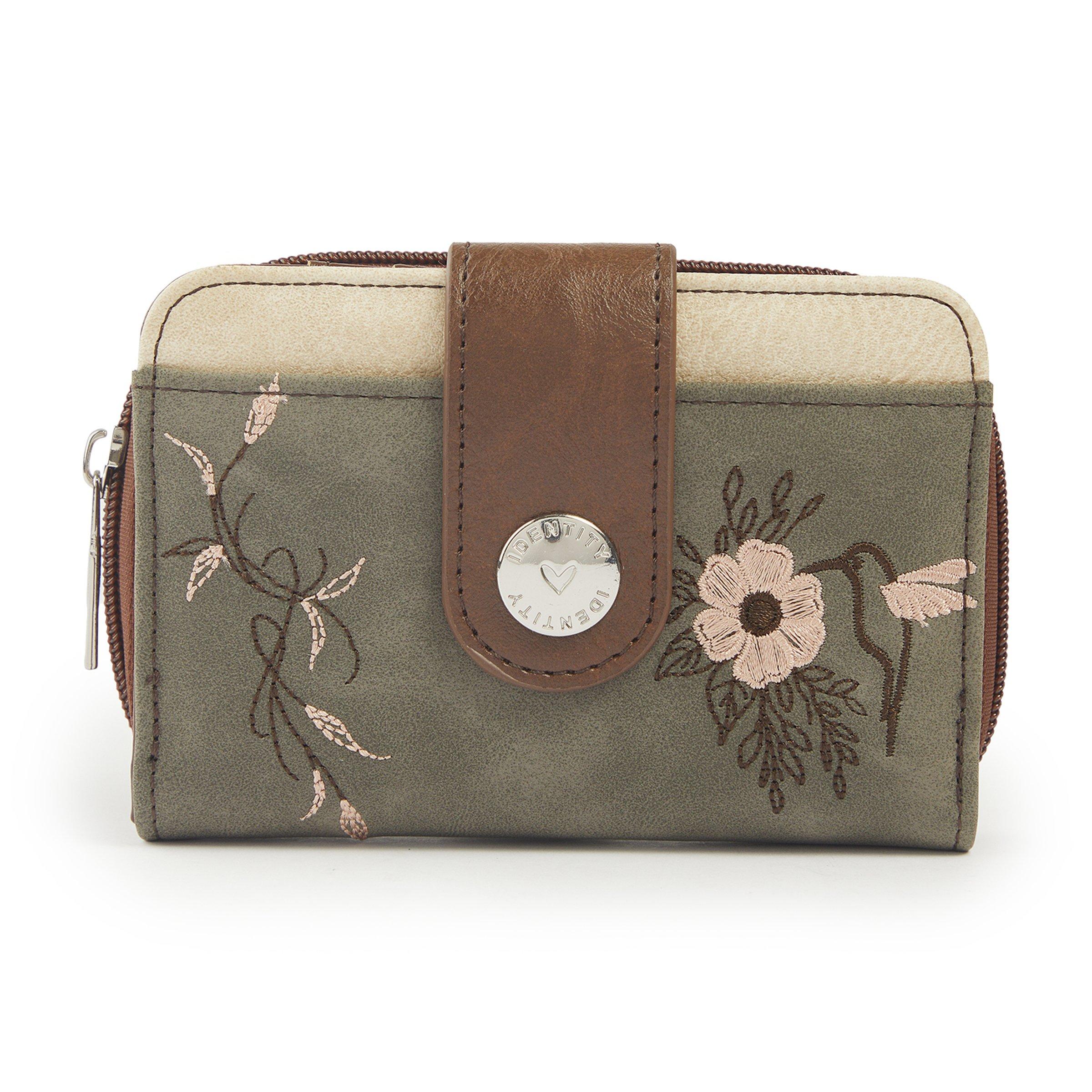 Khaki Green Embroidered Purse (3202367) | Identity
