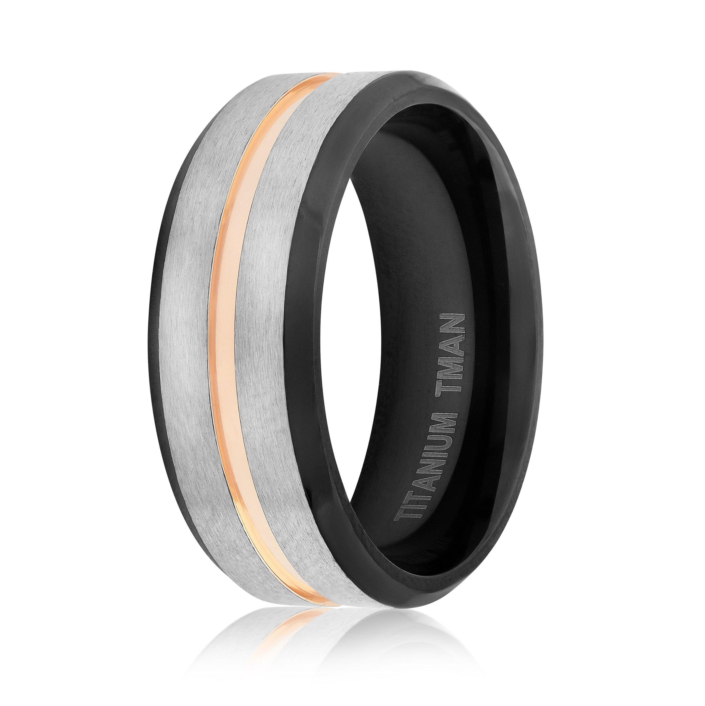 Black and Rose Gold Titanium Ring (3202539) | Titanium