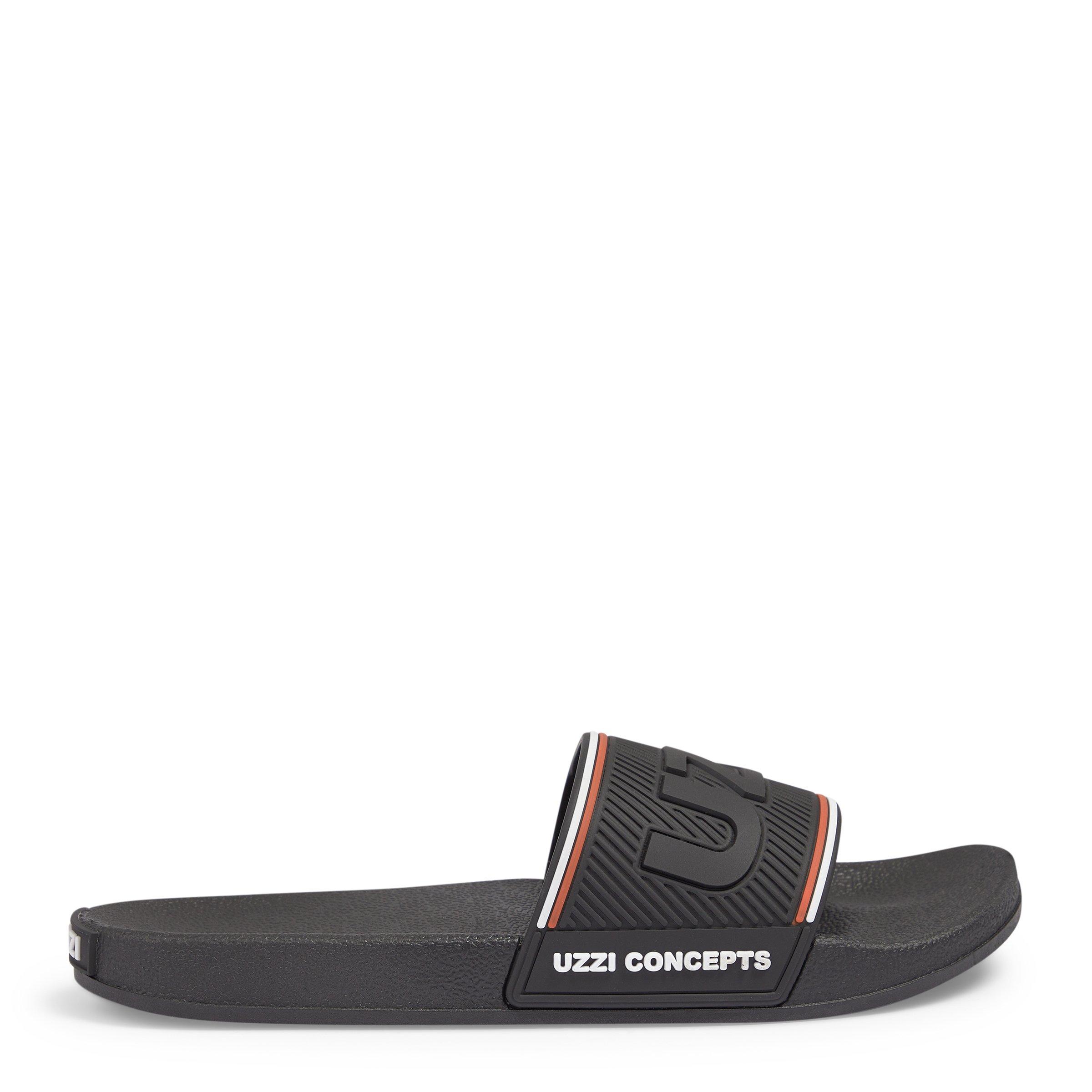 Black Textured Pool Slides (3202931) | UZZI
