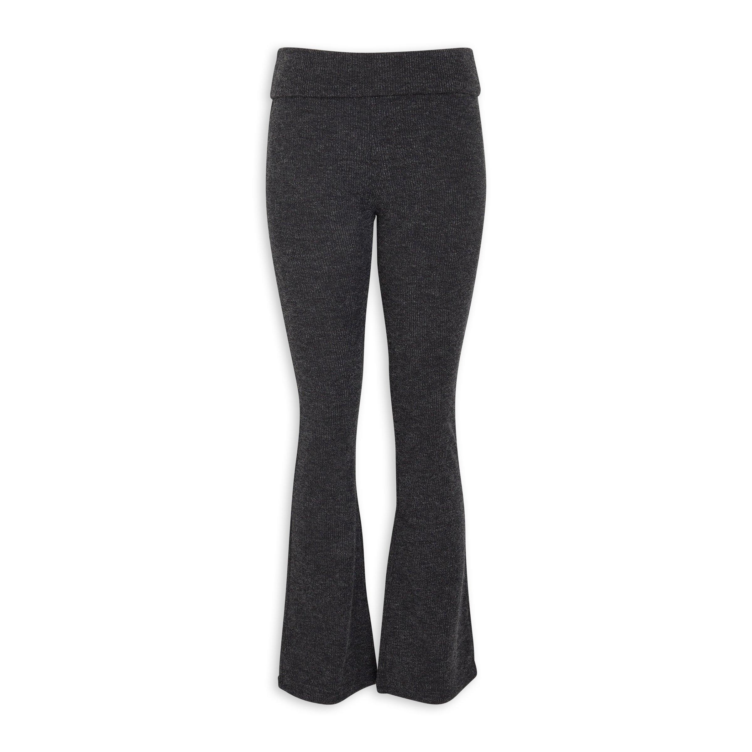 Grey Ribbed Fold Over Flared Leggings (3203241) | Identity X Sync