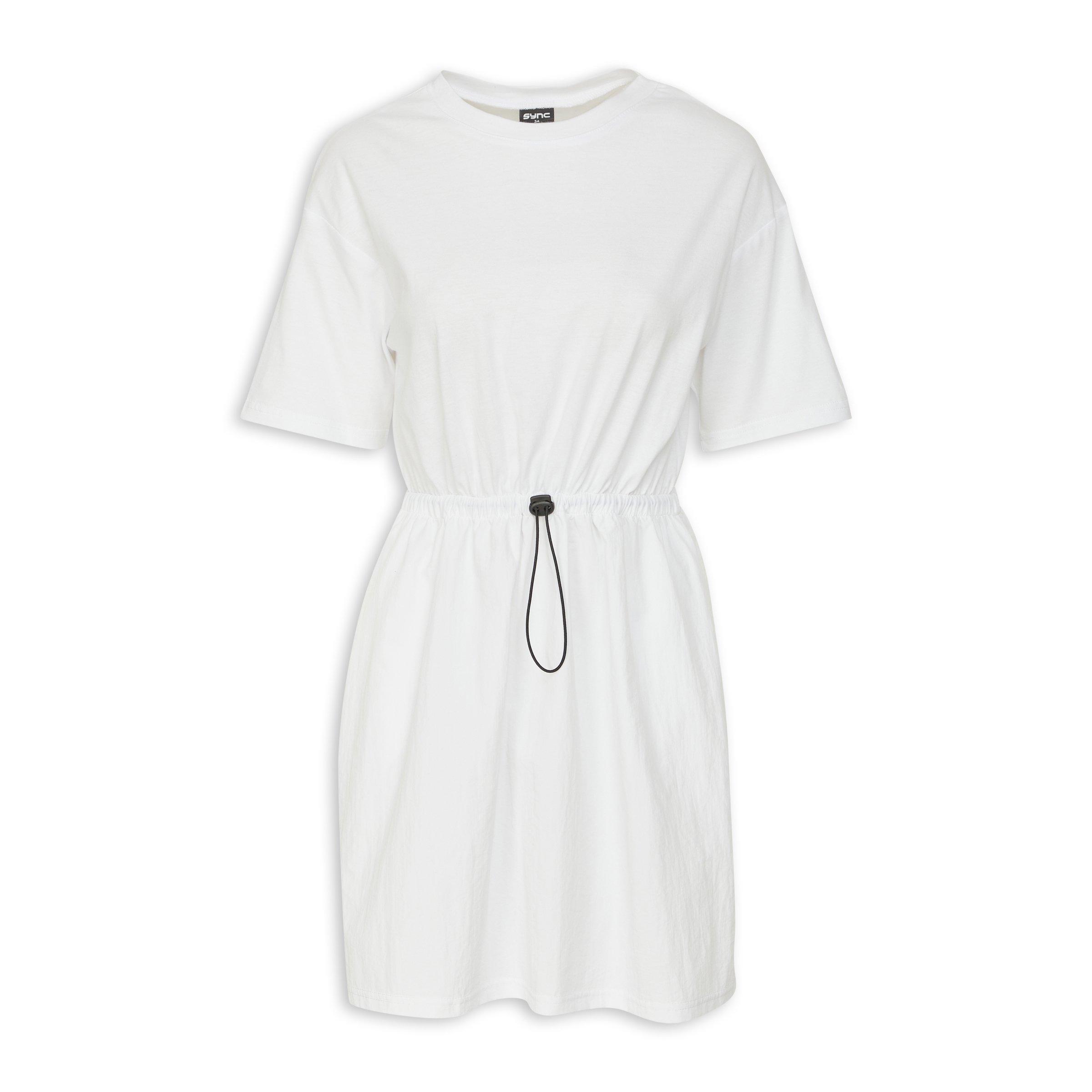 White Combo Drawcord Dress (3203243) | Identity X Sync