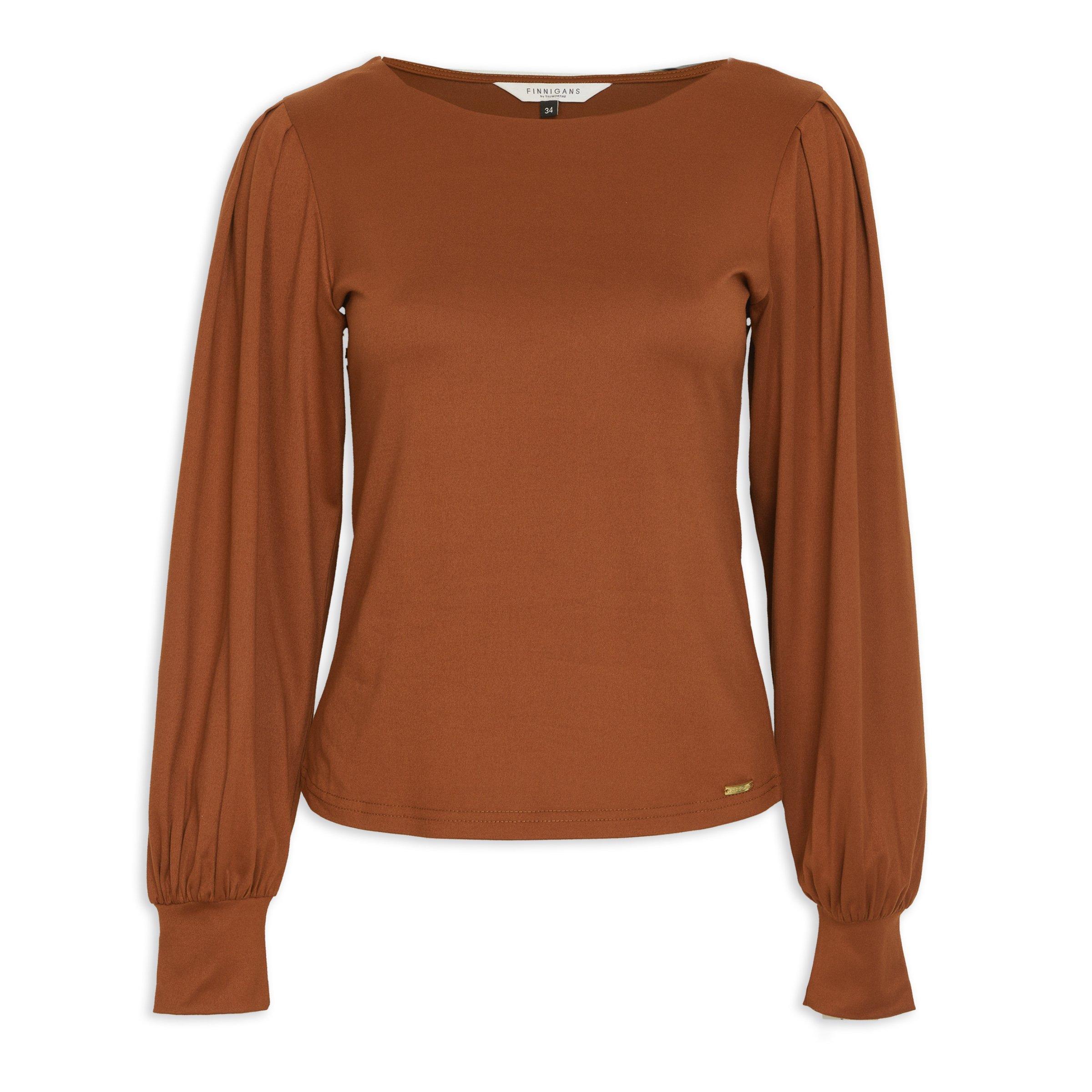 Rust Orange Top with Bishop Sleeves (3203332) | Finnigans