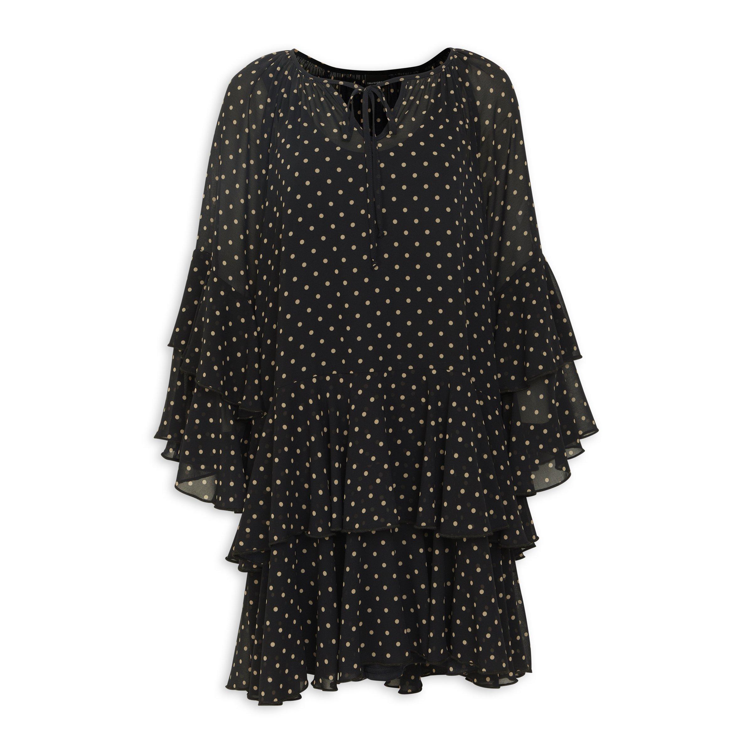 Black Spot Print Ruffle Dress (3203498) | Truworths