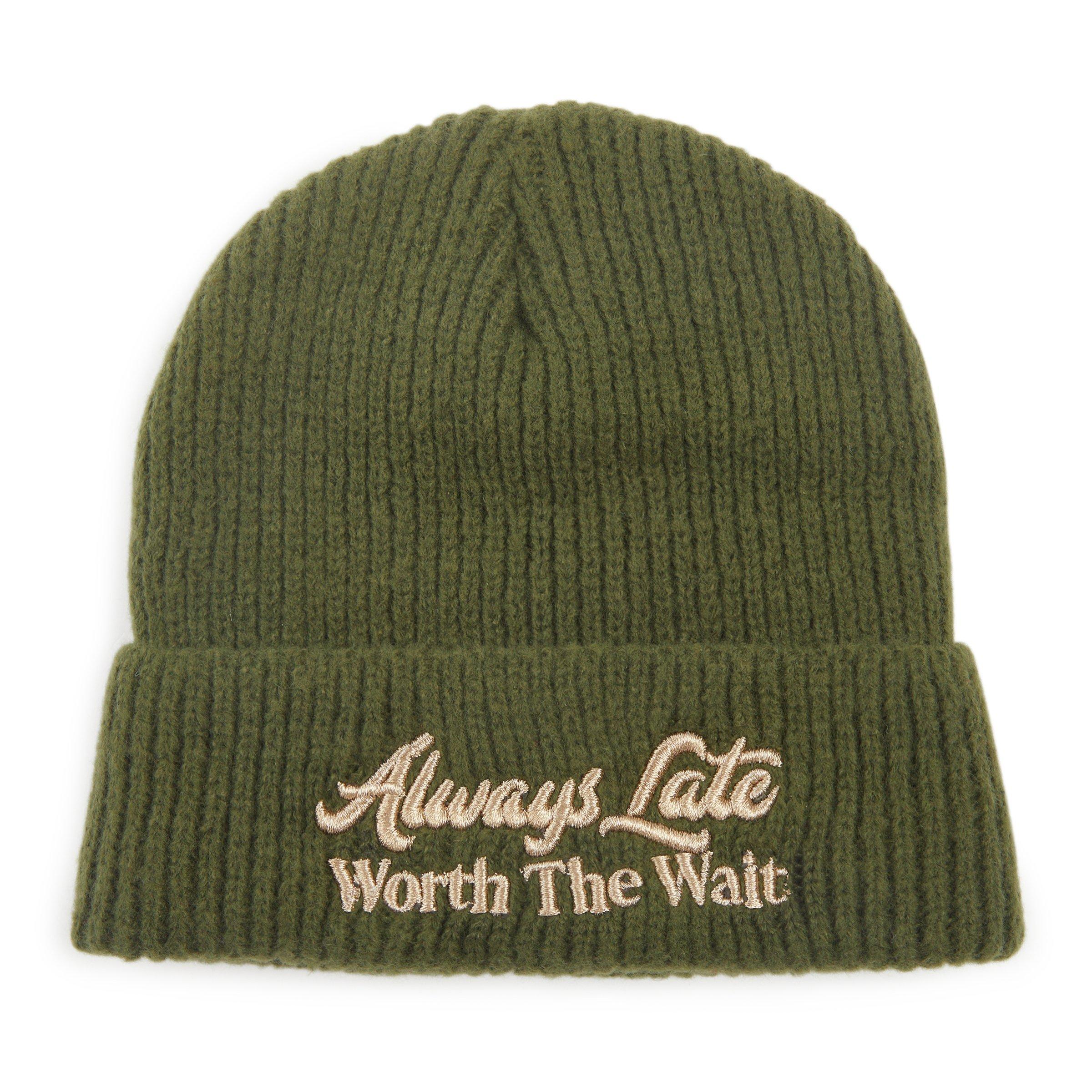 Khaki Green Embroidered Beanie (3203548) | Identity