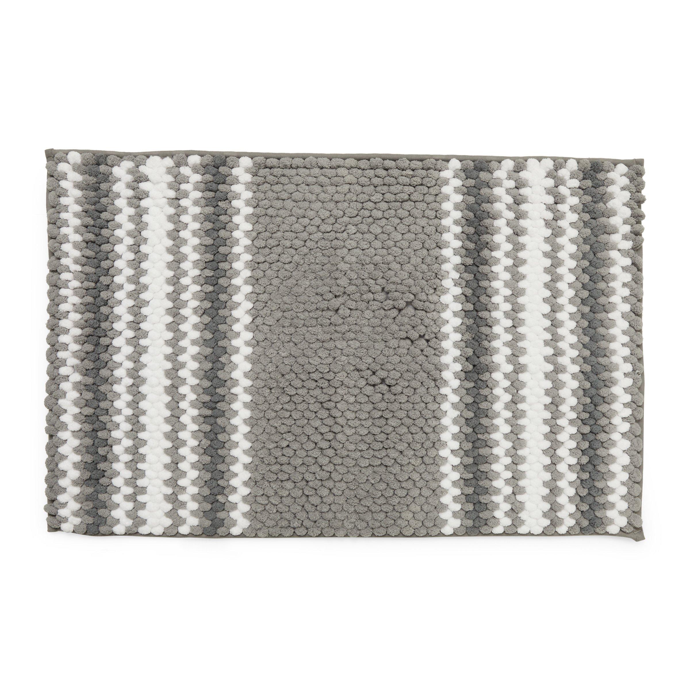 Charcoal Stripe Loop Bath Mat (3203638) | Loads of Living